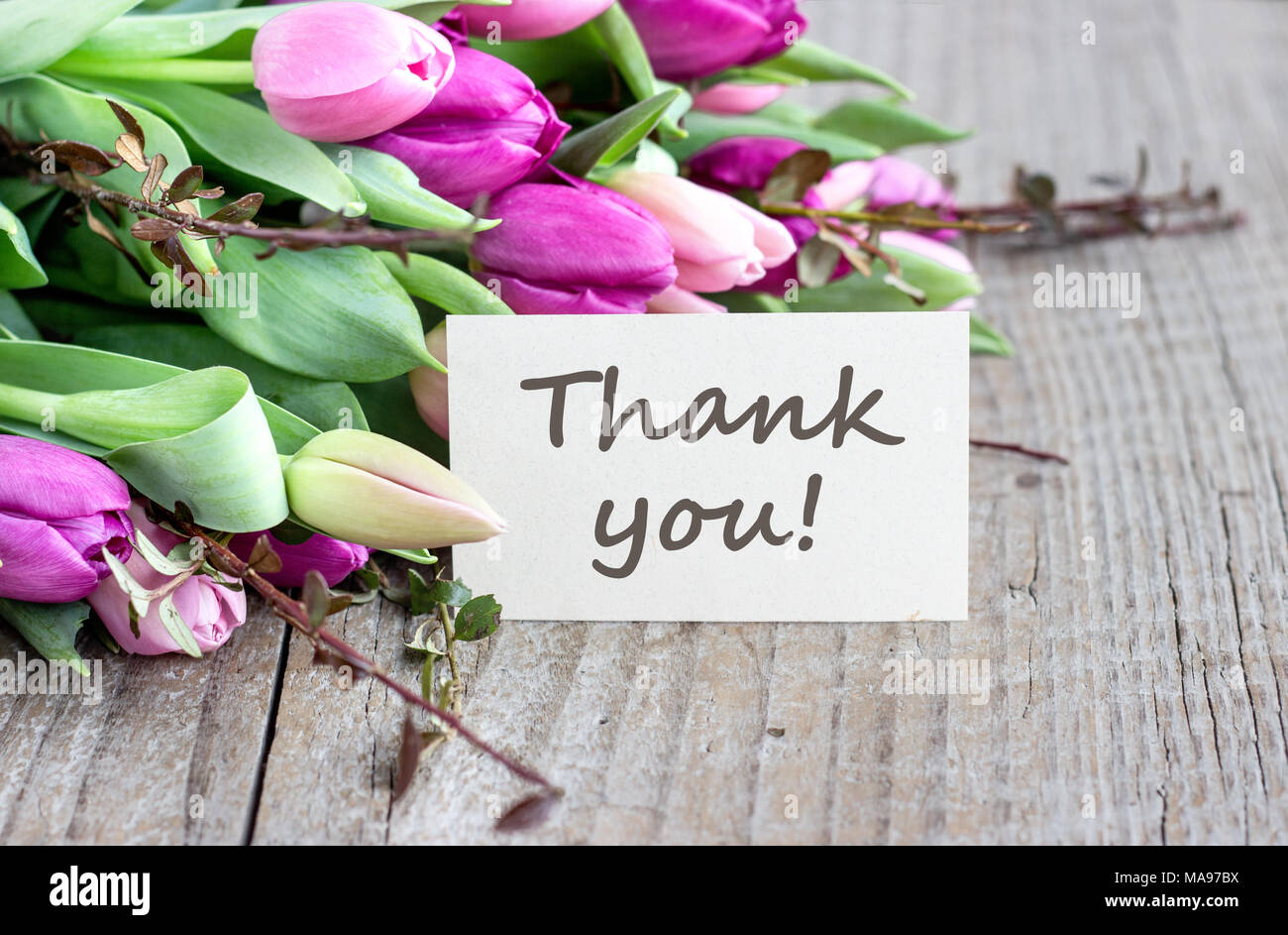 Thank you card with tulips Banque de photographies et d’images à haute ...