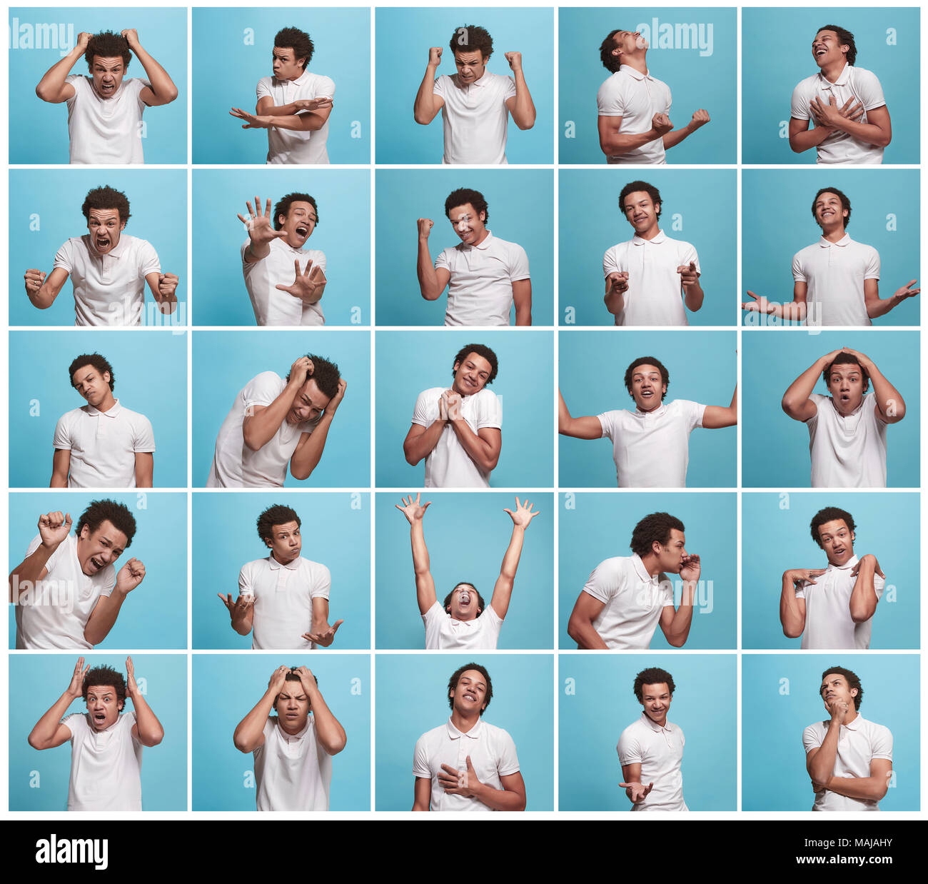 Le collage des différentes expressions du visage humain, les émotions ...