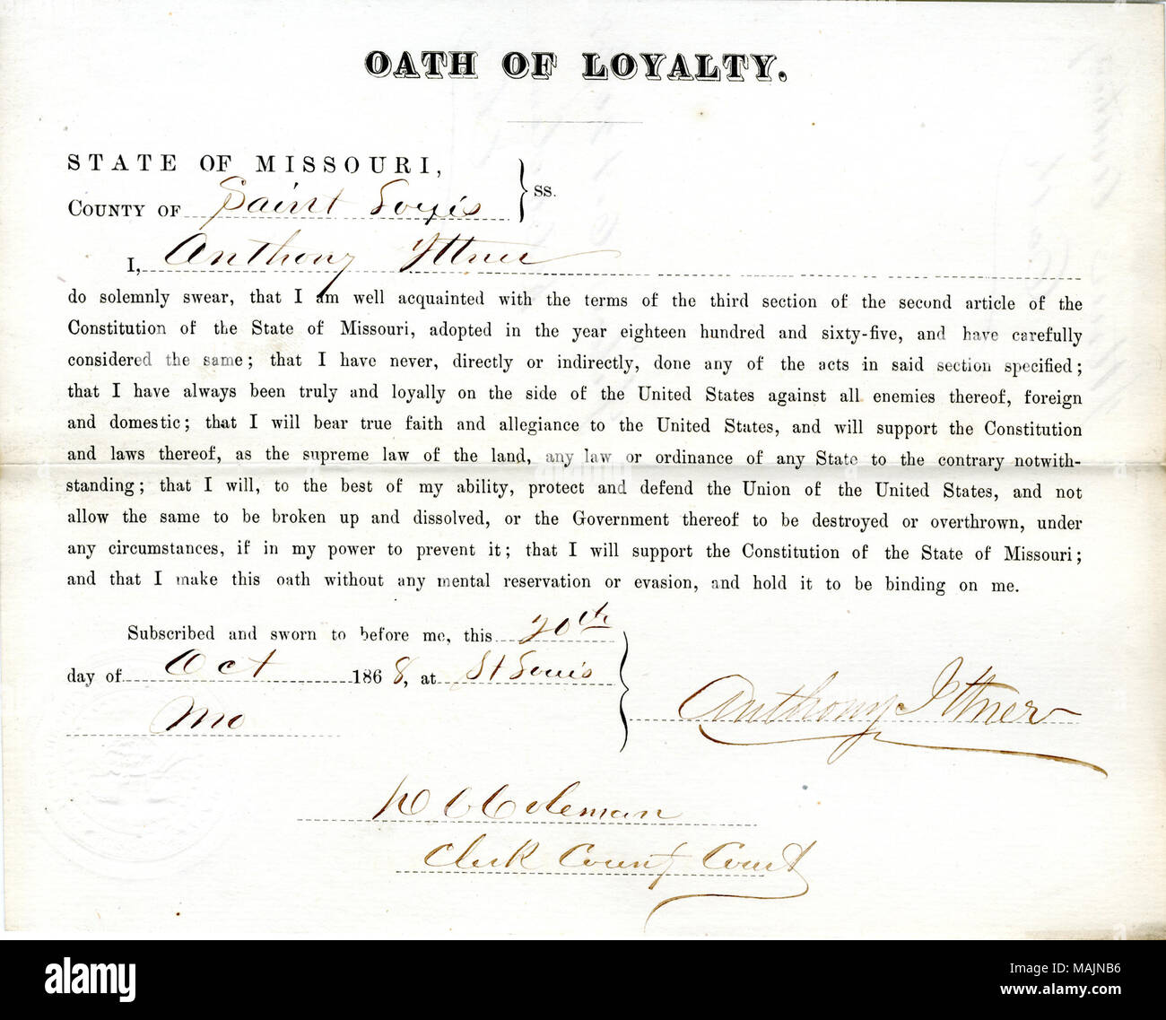 Prête serment d'allégeance au Gouvernement des États-Unis et de l'État ...