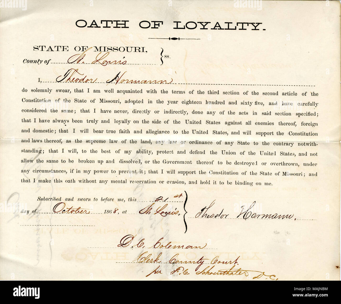 Prête serment d'allégeance au Gouvernement des États-Unis et de l'État ...