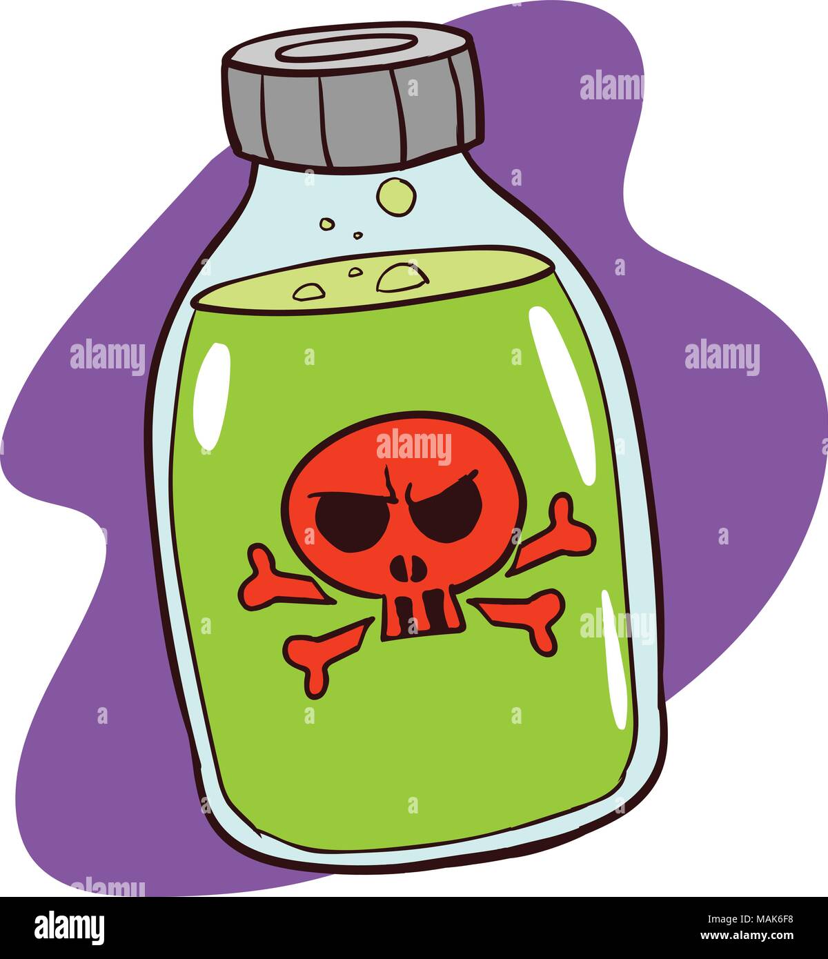 Bouteille de poison à la main libre. La bande dessinée originale d'art ...