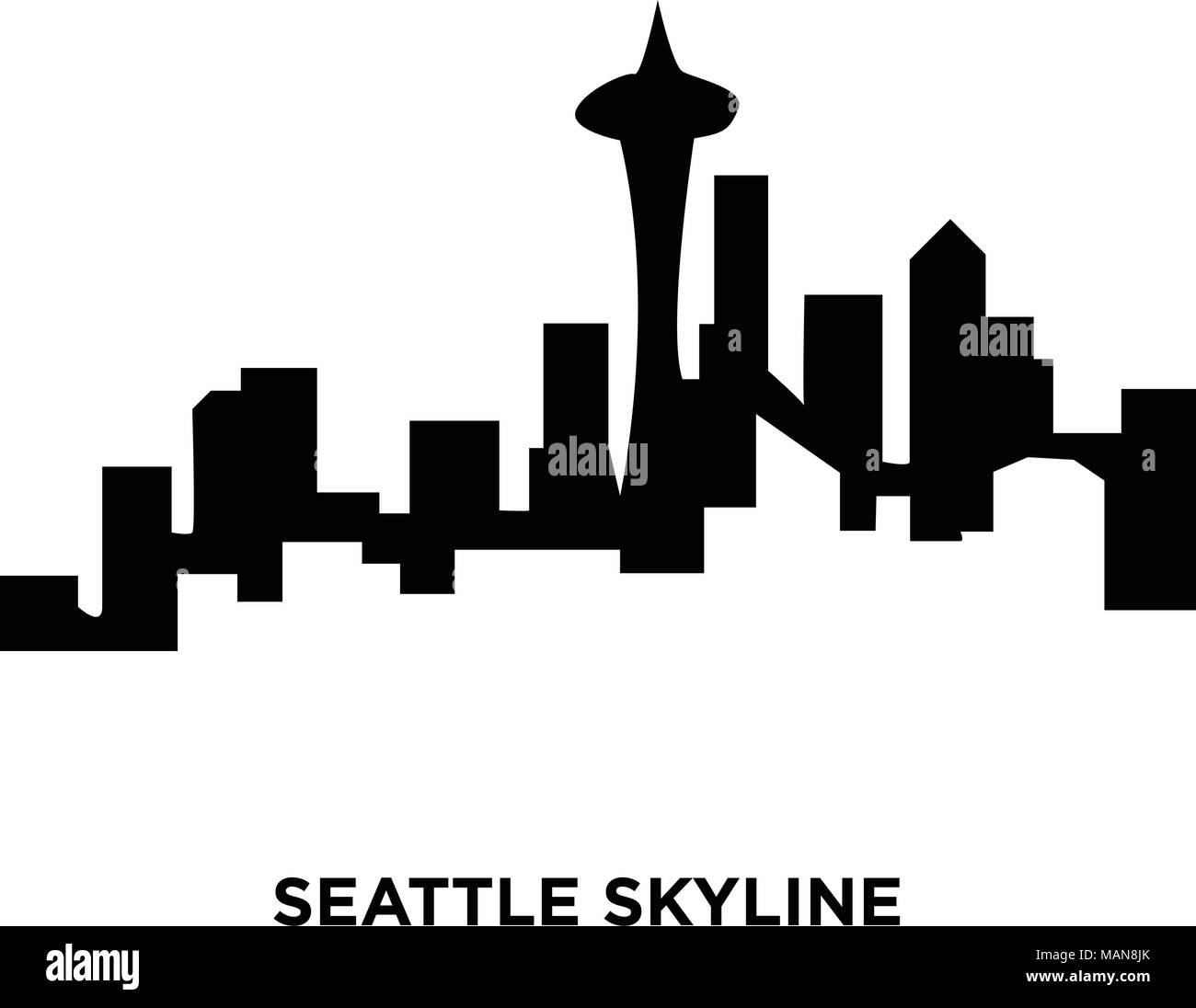 Seattle Skyline Silhouette Banque Dimages Noir Et Blanc Alamy