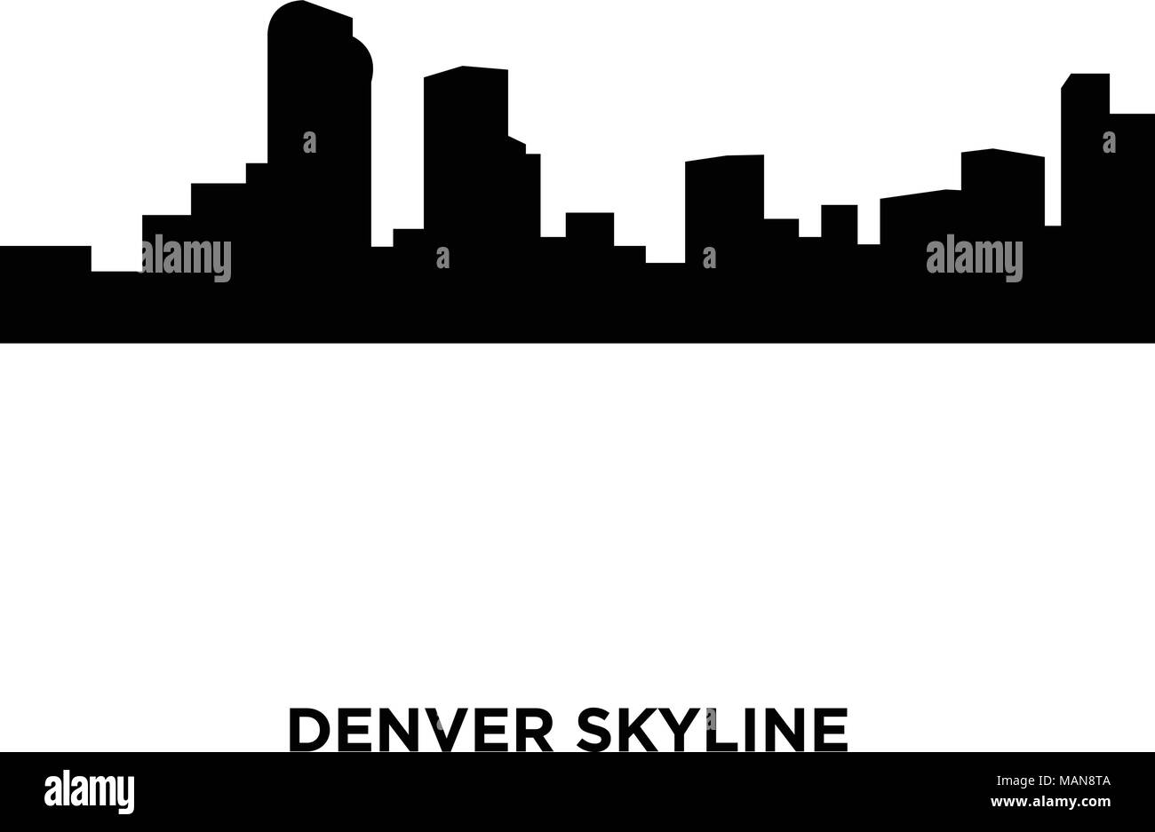 L'horizon de Denver silhouette sur fond blanc, vector illustration ...