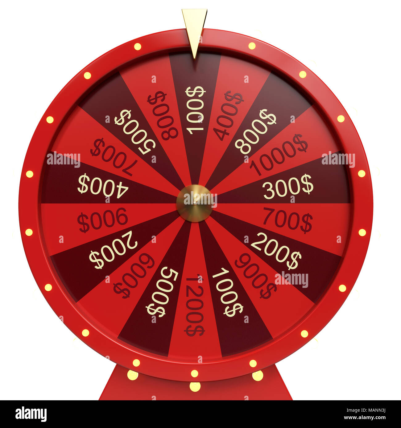 Illustration 3d roue rouge de la chance ou la fortune. Tourner la roue ...