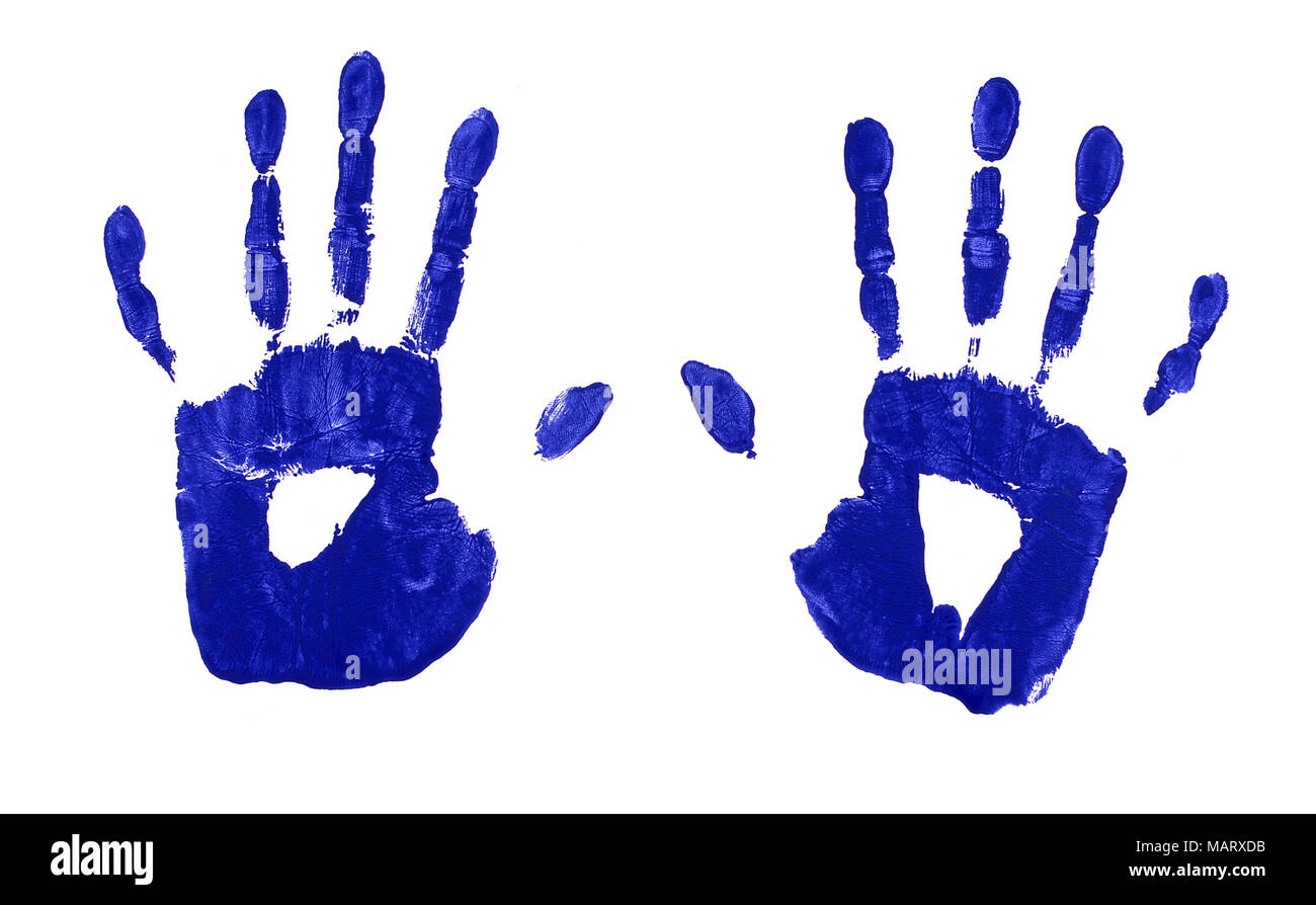 Empreinte de main bleue Banque de photographies et d’images à haute ...