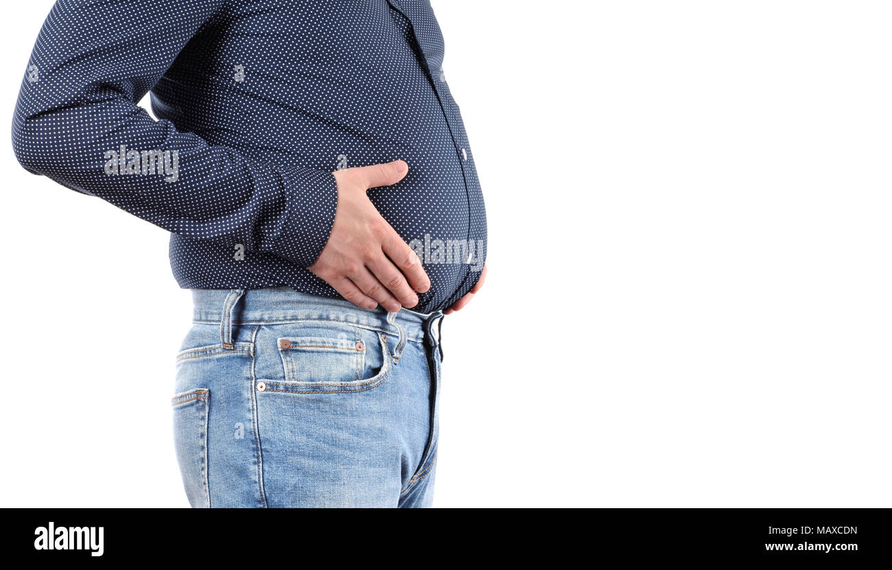 L'homme à l'embonpoint et big fat belly en jeans et chemise Photo Stock ...