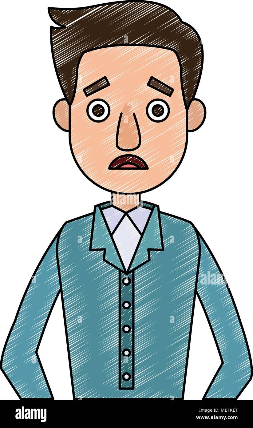 Cartoon illustration pensive man sitting Banque de photographies et d’images à haute résolution ...