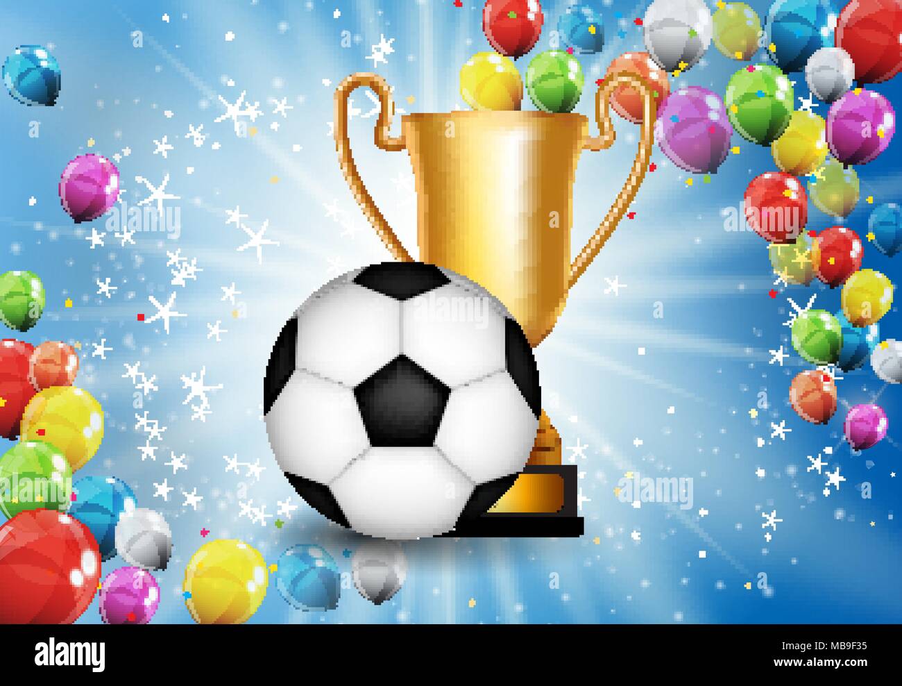 Félicitations gagnant avec arrière-plan coupe d'Or et ballon de ...
