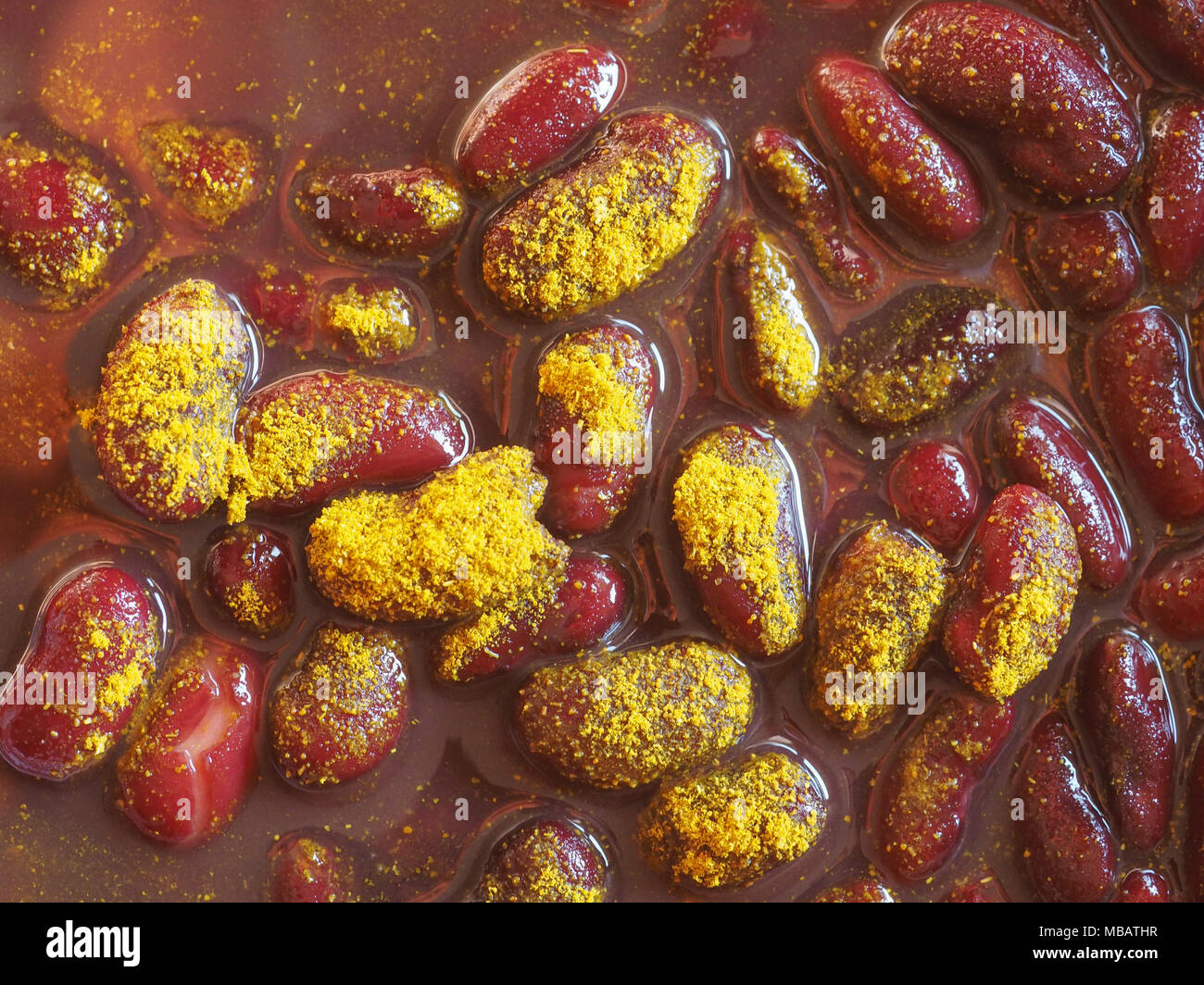 Des haricots rouges au curry, variété de haricot (Phaseolus vulgaris ...