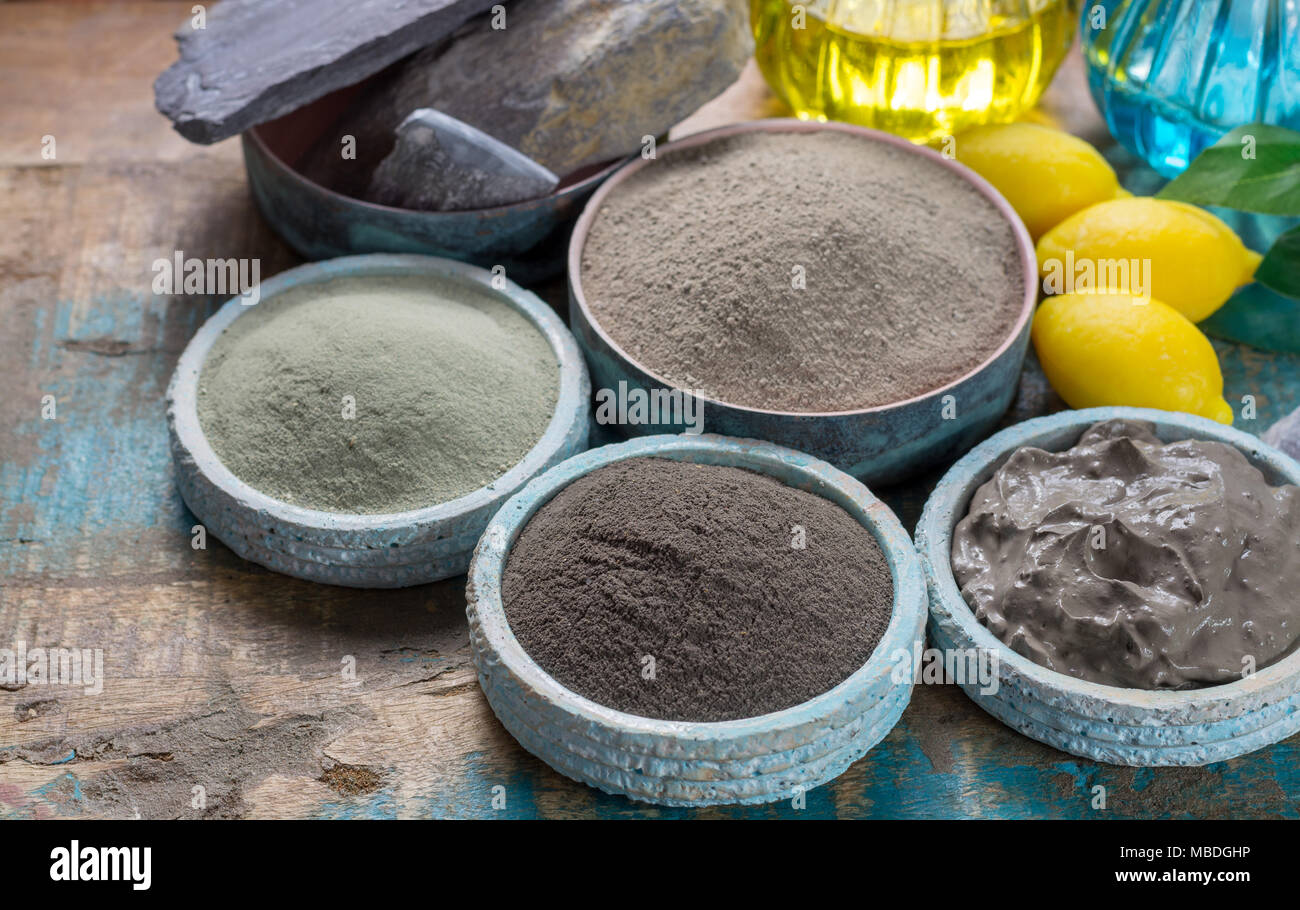 L'ancienne nature minéraux, différents types d'argile utilisée pour la ...