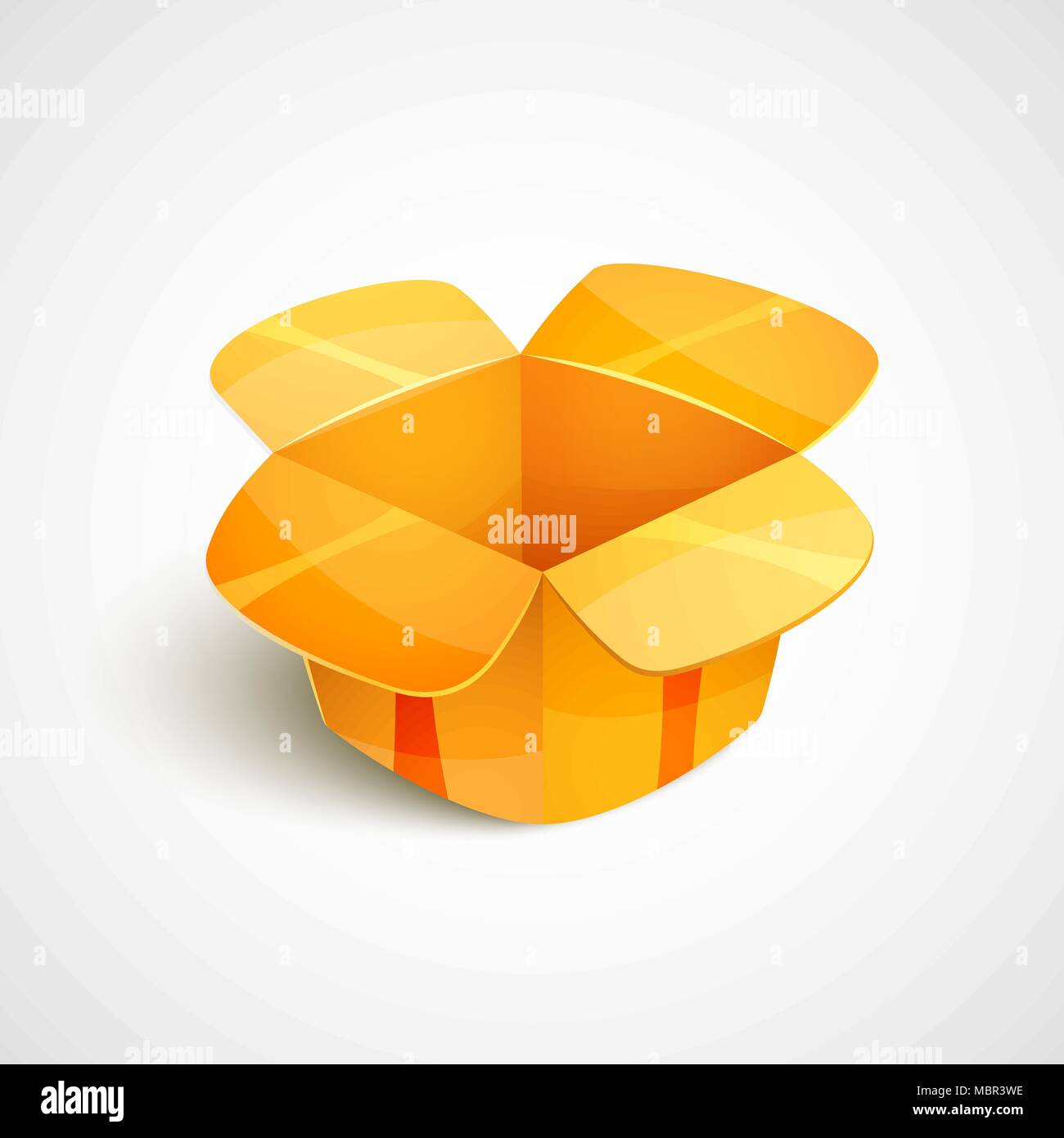 L'emballage carton vide, l'icône de boîte ouverte en style cartoon ...