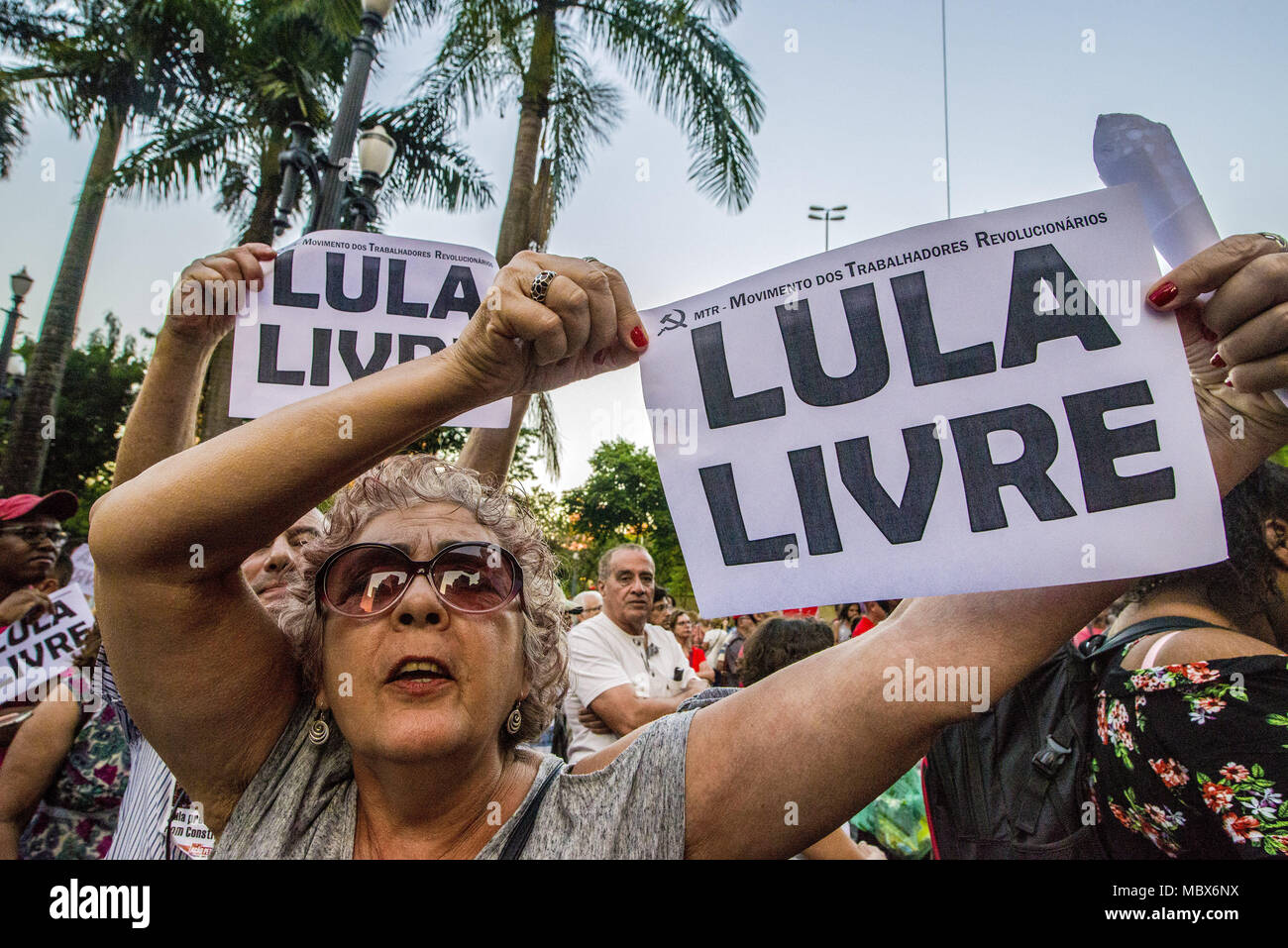 Sao Paulo Brésil 11 Avril 2018 Les Partisans De Lancien Président