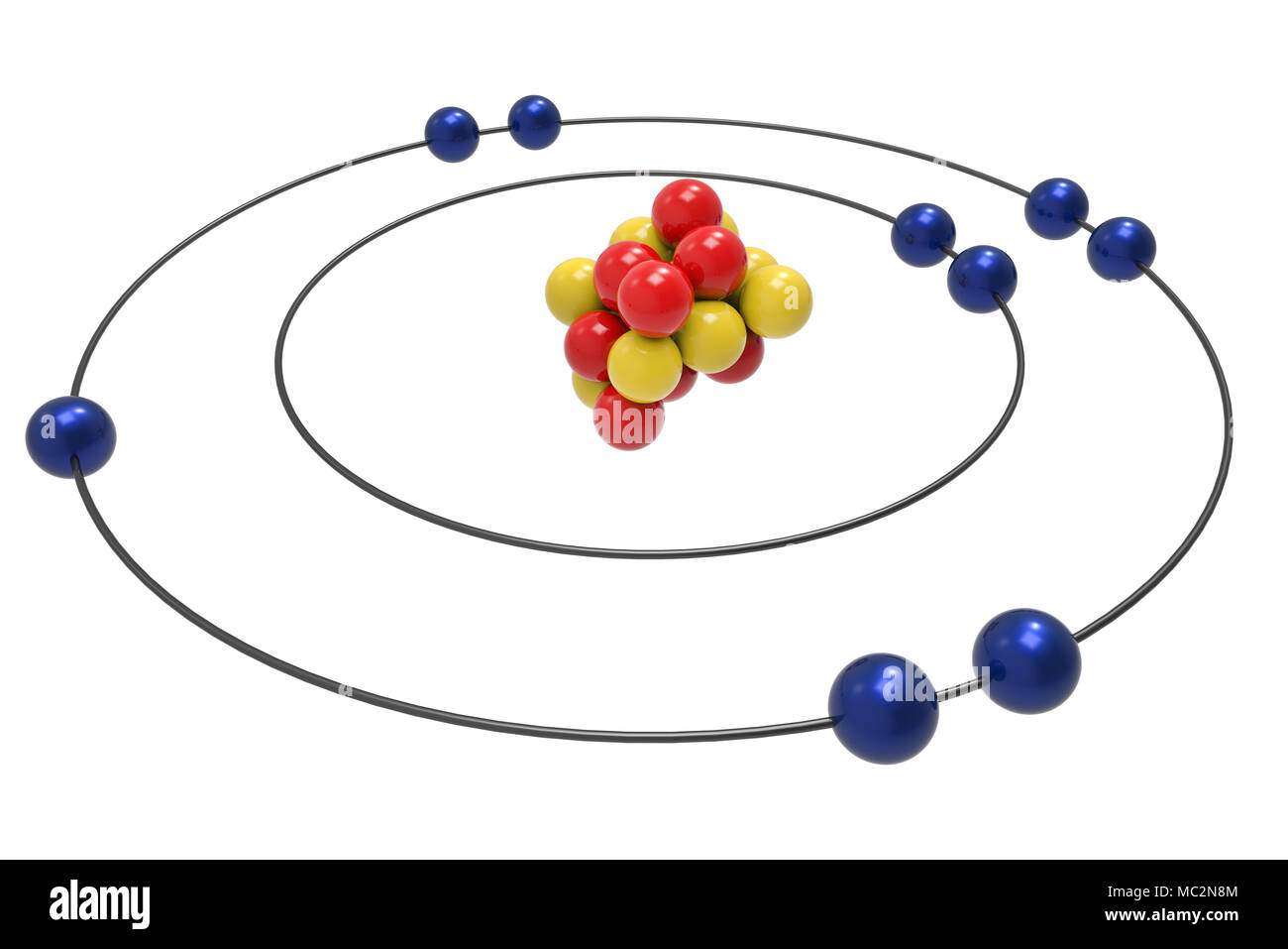 Le modèle de Bohr de l'atome de fluor avec proton, neutron et électron ...