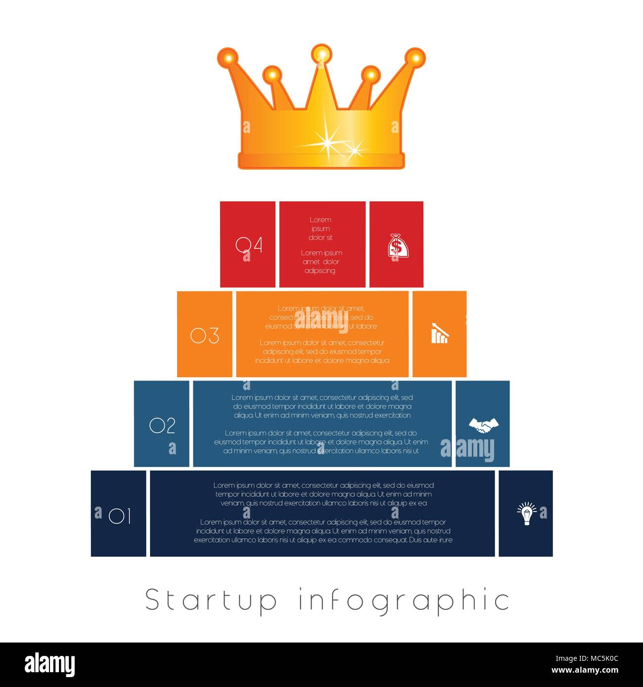 Pyramide de 4 étapes pour réussir. Démarrage d'entreprise infographique ...
