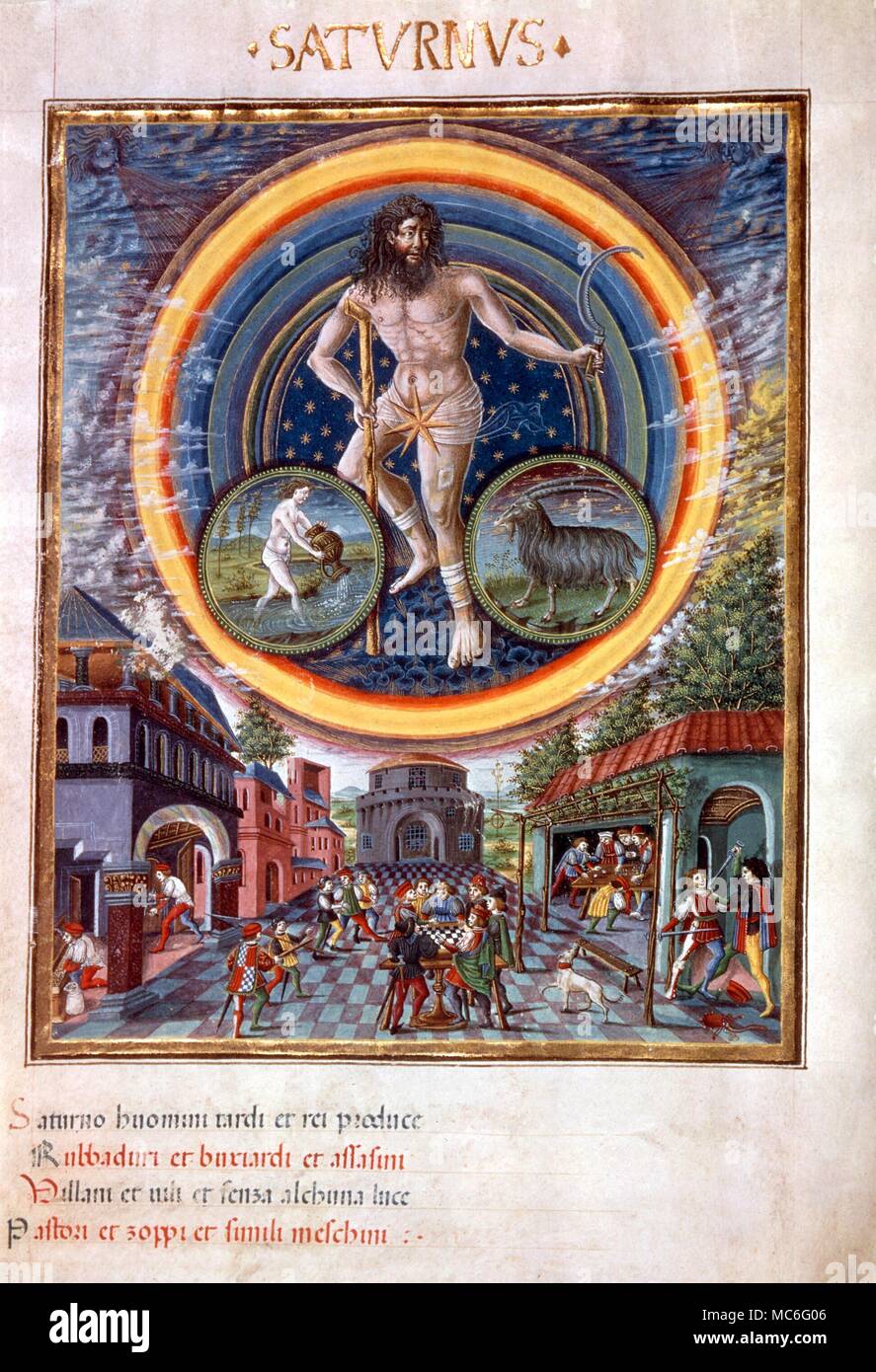 Saturne incarnée comme gouverneur de Capricorne et Verseau, avec les ...