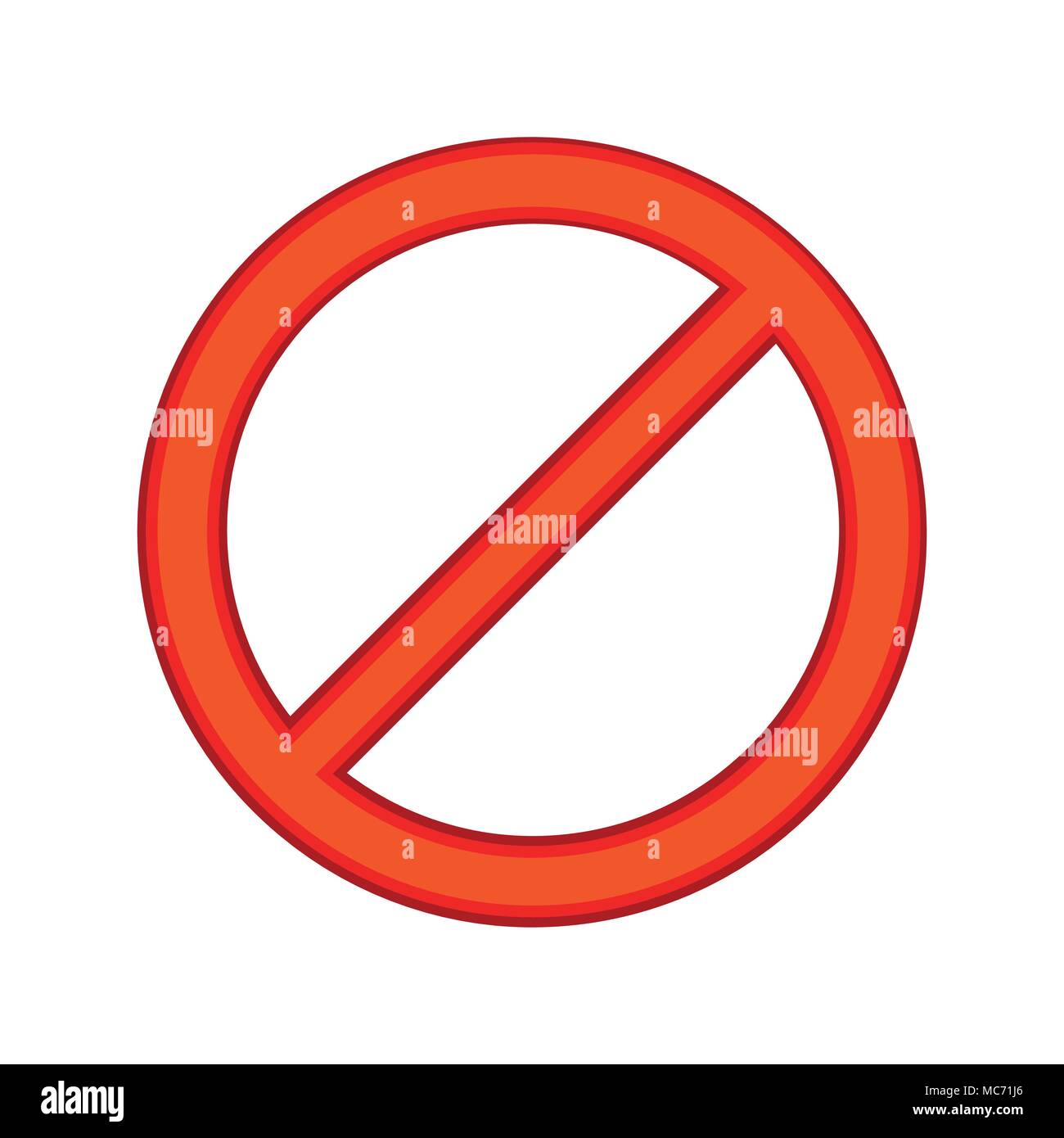 Interdiction panneau rouge, icône de style cartoon Image Vectorielle ...