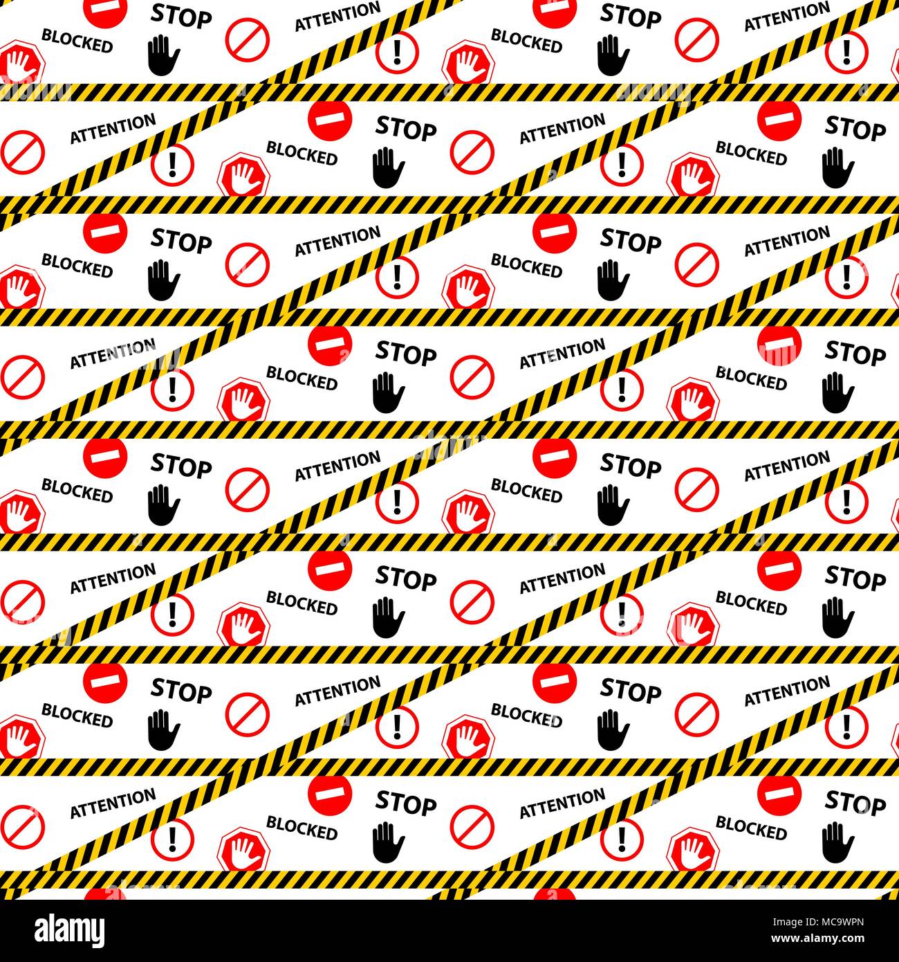 Attention danger bloqué arrêt motif transparent. Vector illustration ...
