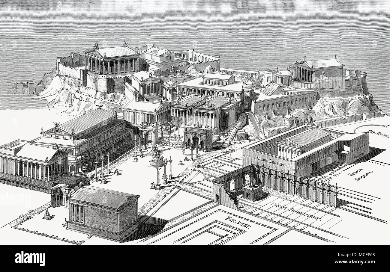 La reconstruction du Forum Romain ou Forum Romanum dans la Rome ...