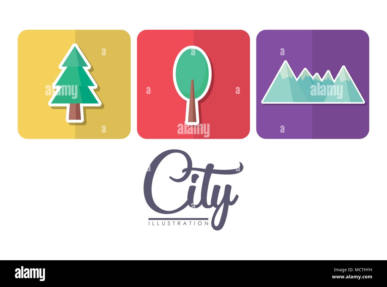 Les éléments de la ville sur les places et colorés sur fond blanc ...