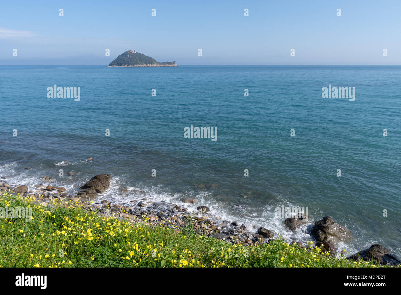 L'Île Gallinara, Mer Ligurienne, Riviera Italienne, vue lointaine Photo ...