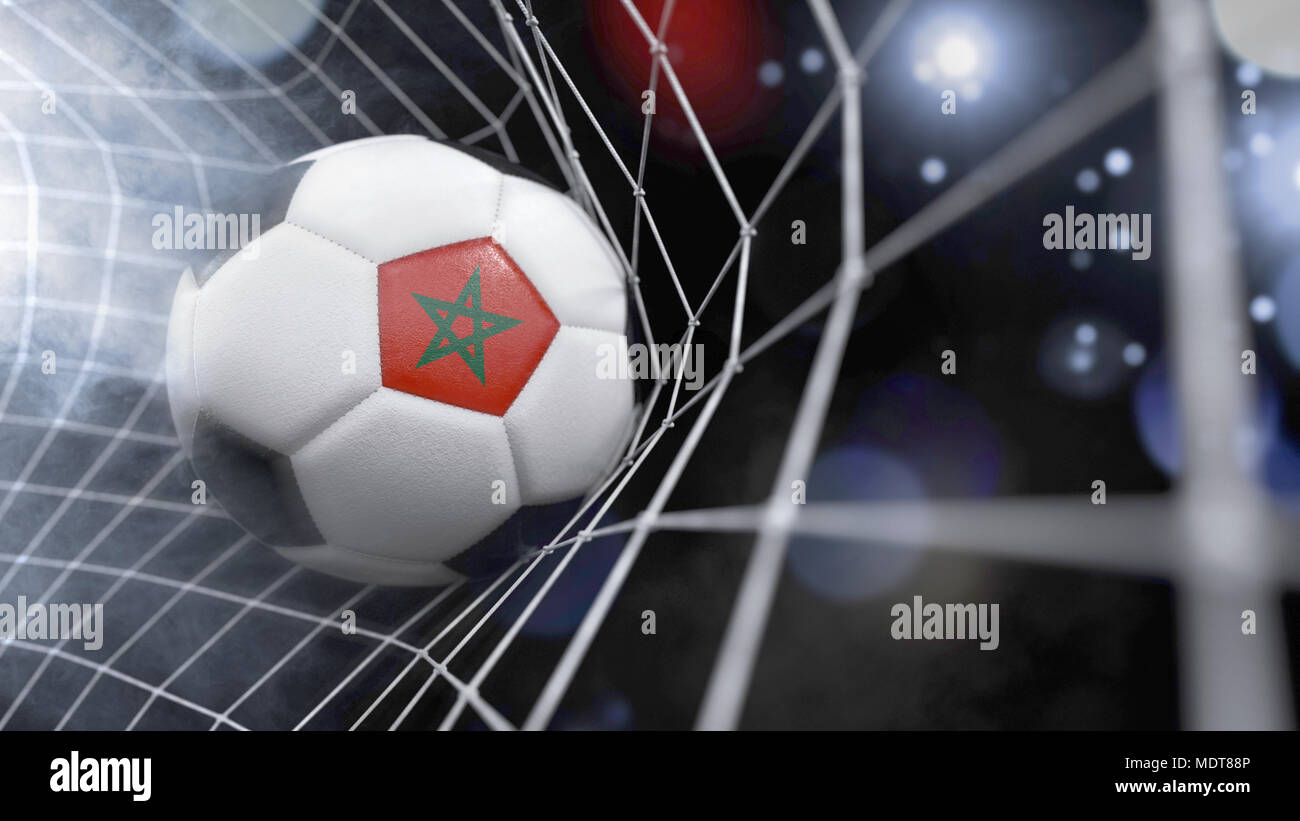 Le rendu très réaliste d'un ballon de foot avec le drapeau du Maroc sur ...