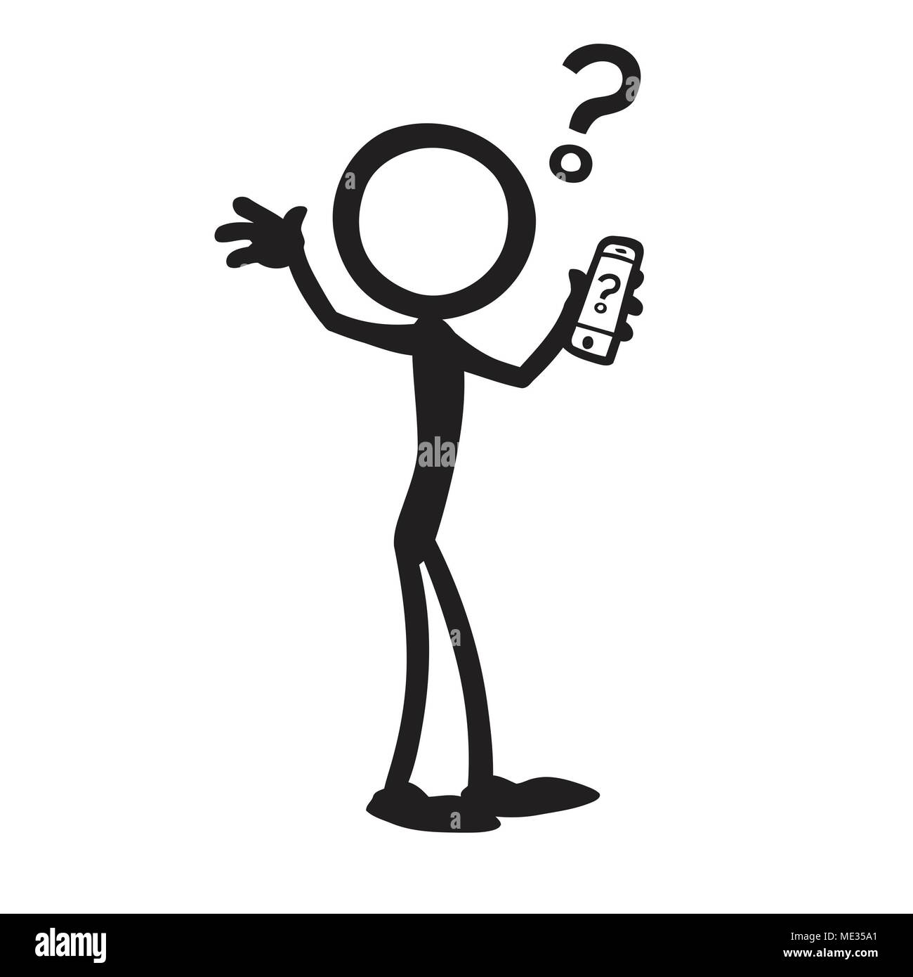 Stickman stick figure Banque d'images noir et blanc - Alamy