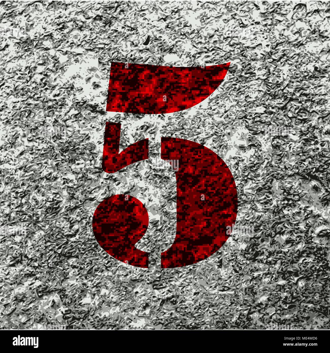 L'icône numéro cinq symbole sur un mur de béton. Vector illustration ...