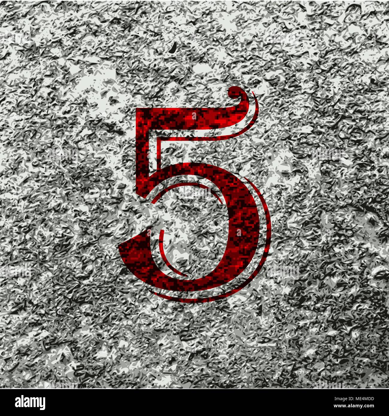 L'icône numéro cinq symbole sur un mur de béton. Vector illustration ...