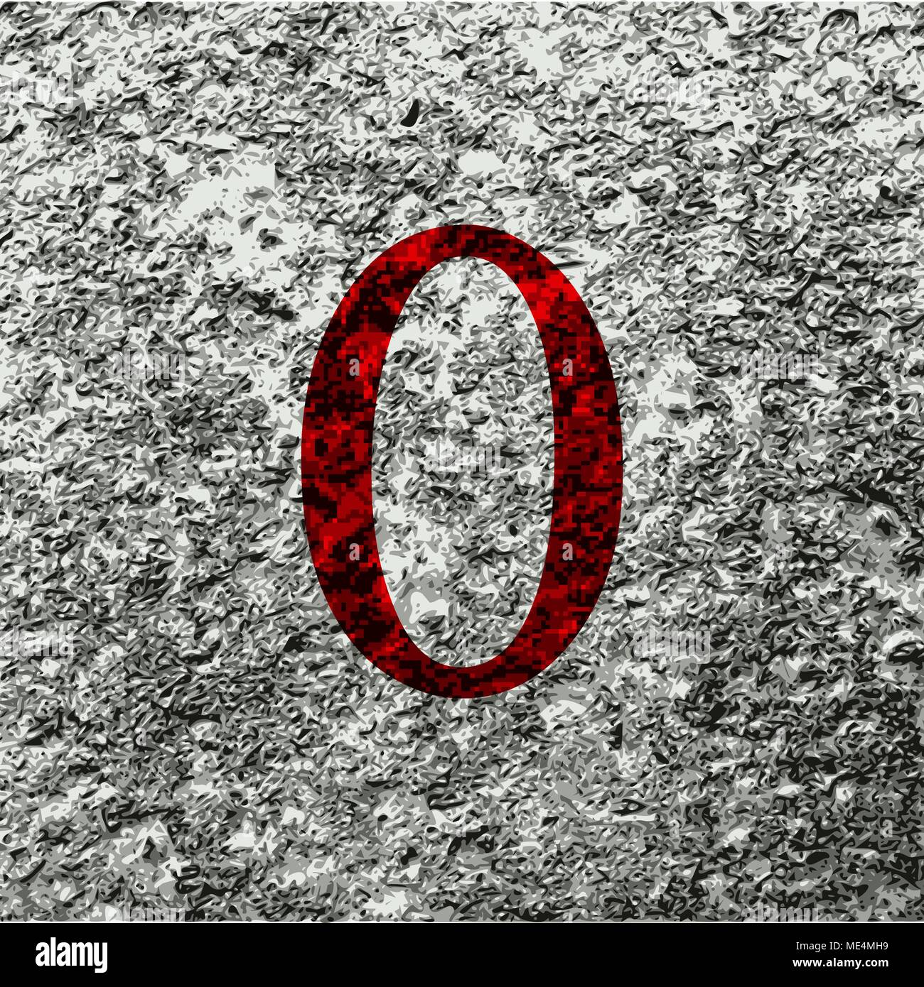 L'icône numéro zéro symbole sur un mur de béton. Vector illustration ...