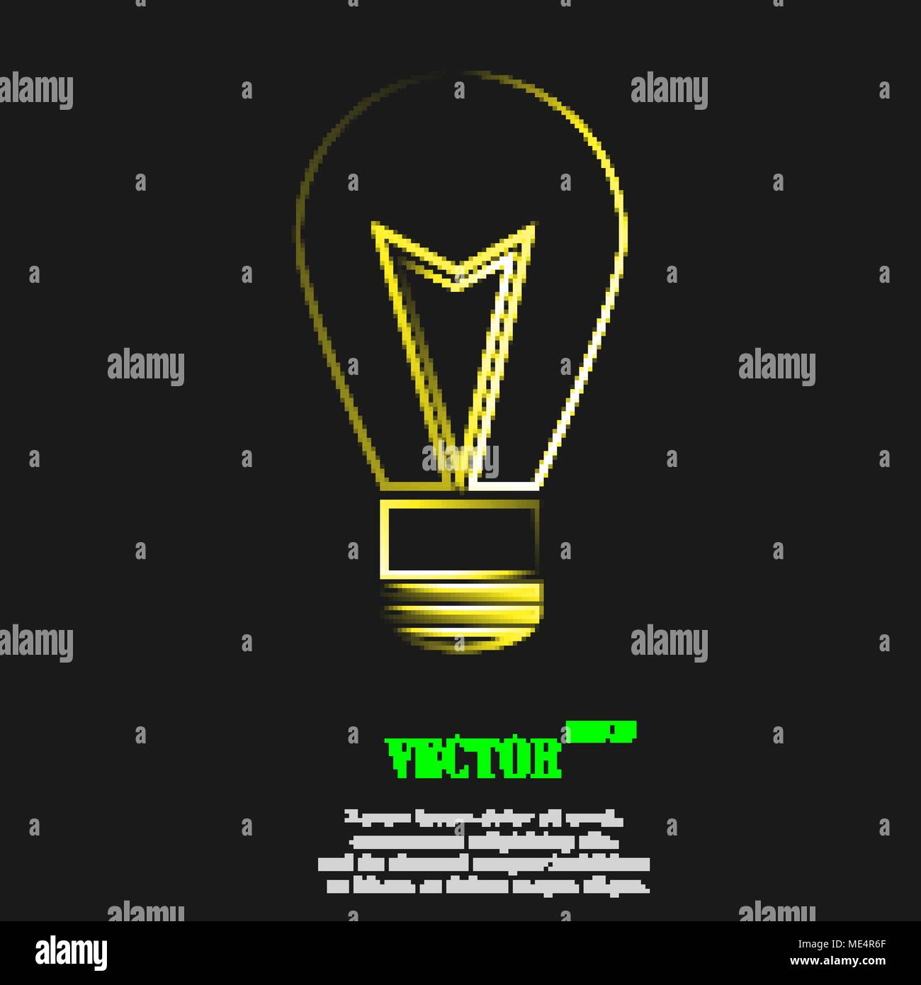 L'icône lampe lumière symbole avec effet de néon jaune. Vector ...