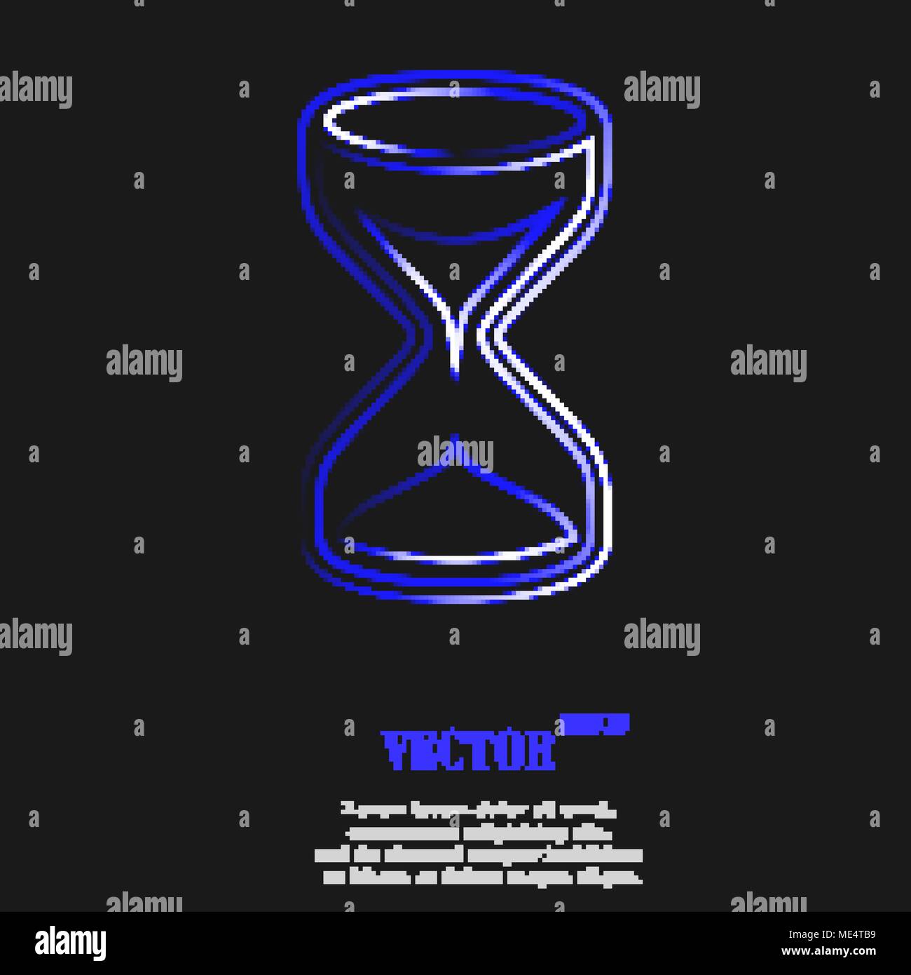 Icône en forme de sablier symbole avec effet de néon bleu. Vector ...