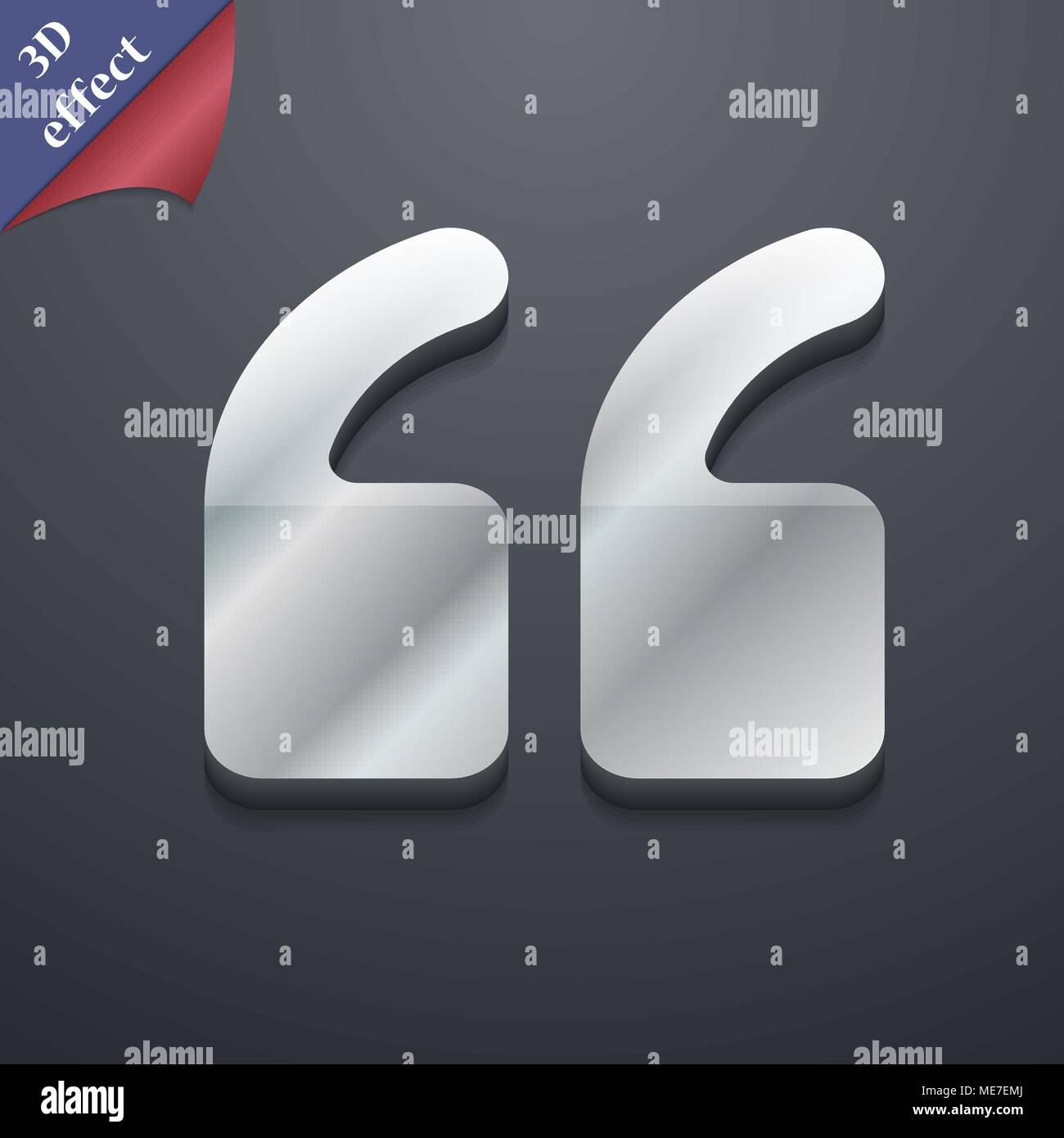 Des guillemets au début des mots symbole icône. 3D genre. Design ...