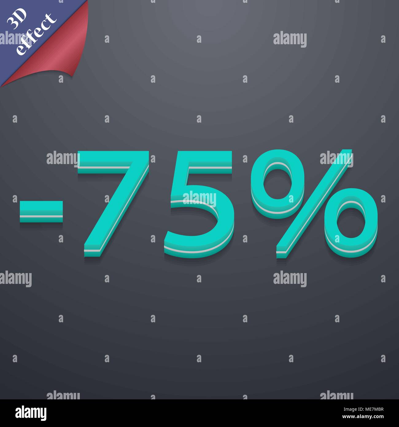 75 pour cent de l'icône remise symbole. 3D genre. Design moderne et ...