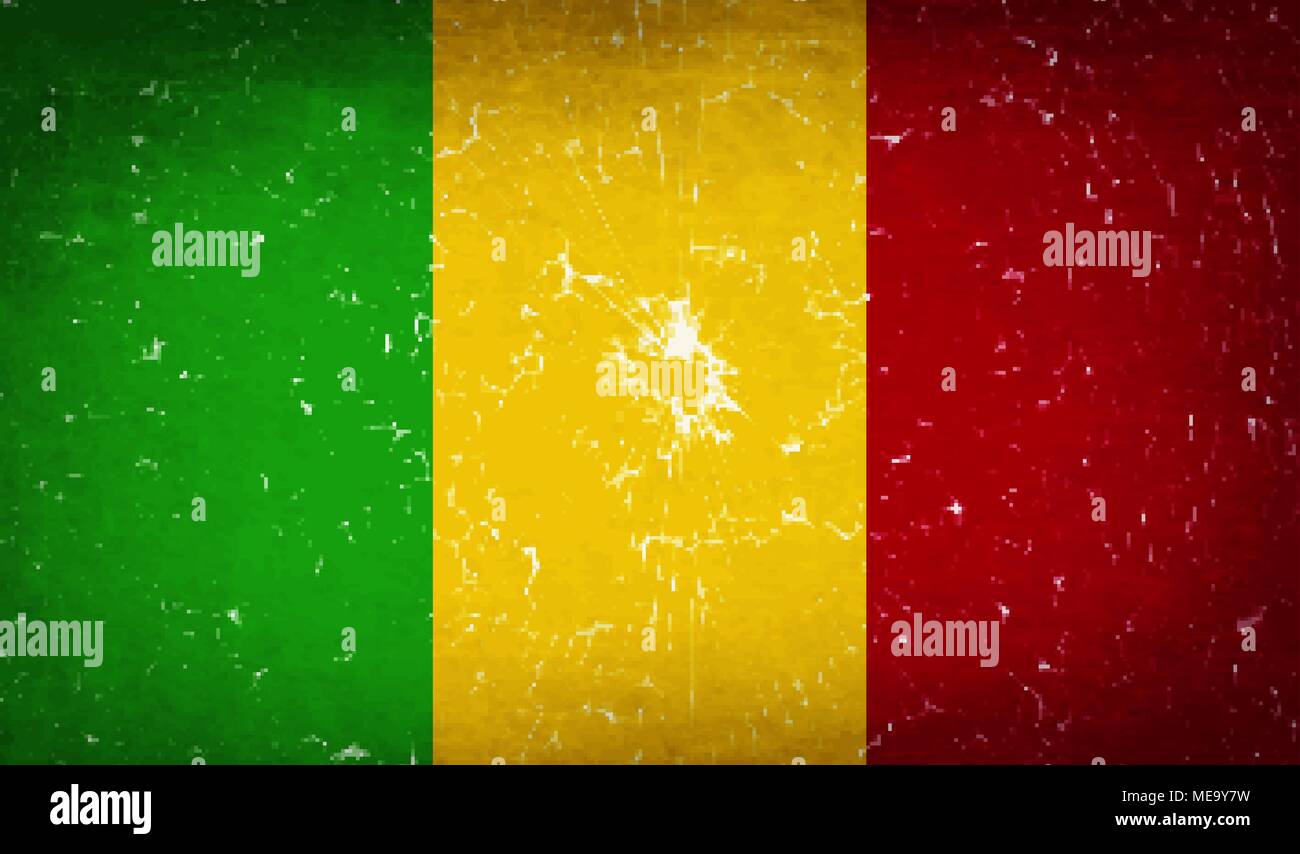 Drapeaux du Mali avec la texture du verre brisé. Vector illustration ...