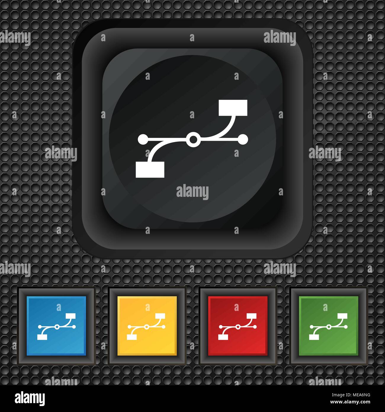 L'icône de courbe de Bézier quadratique symbole signe. Boutons de ...