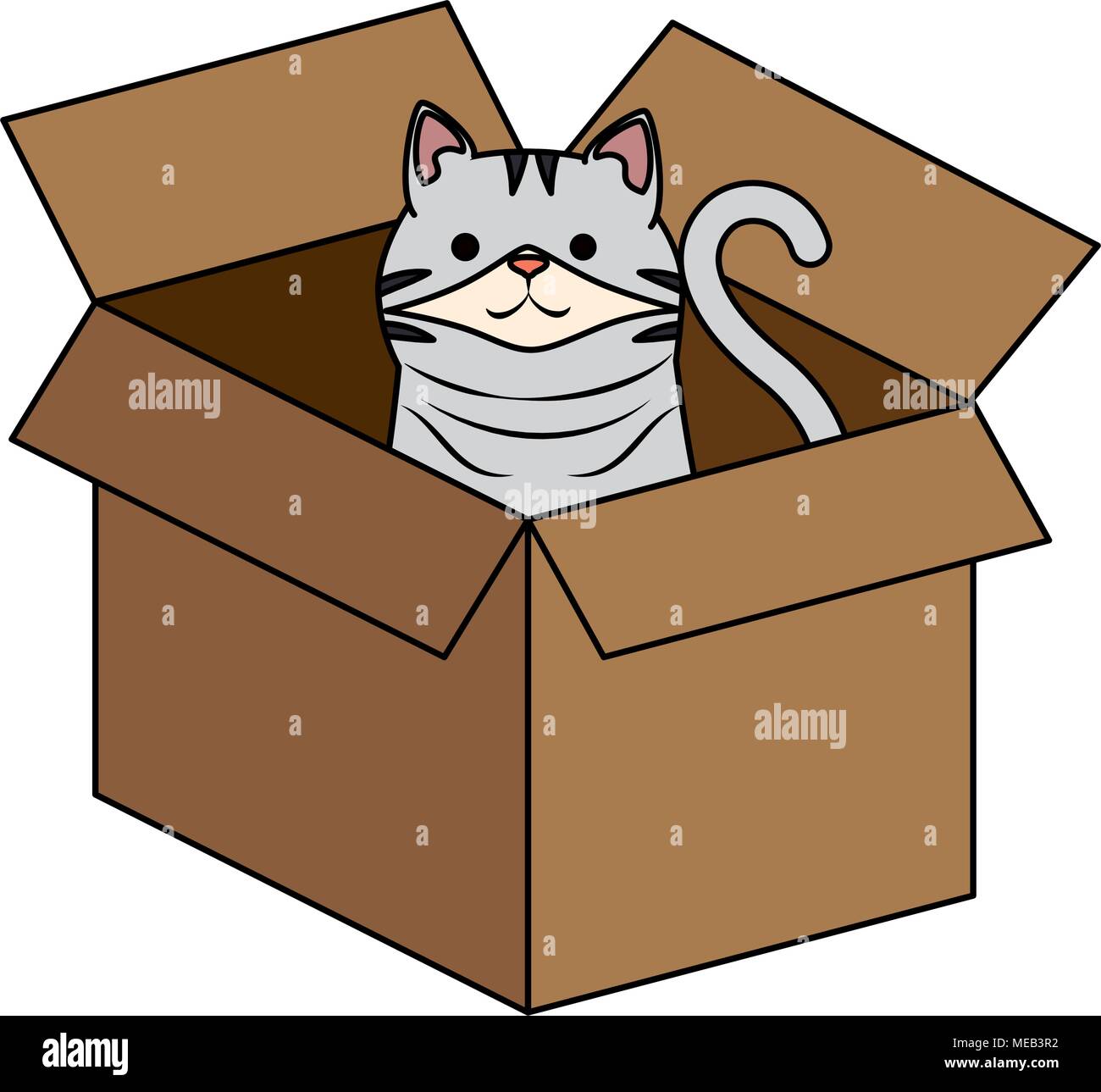 Chat mignon personnage mascotte dans un emballage en carton Image ...