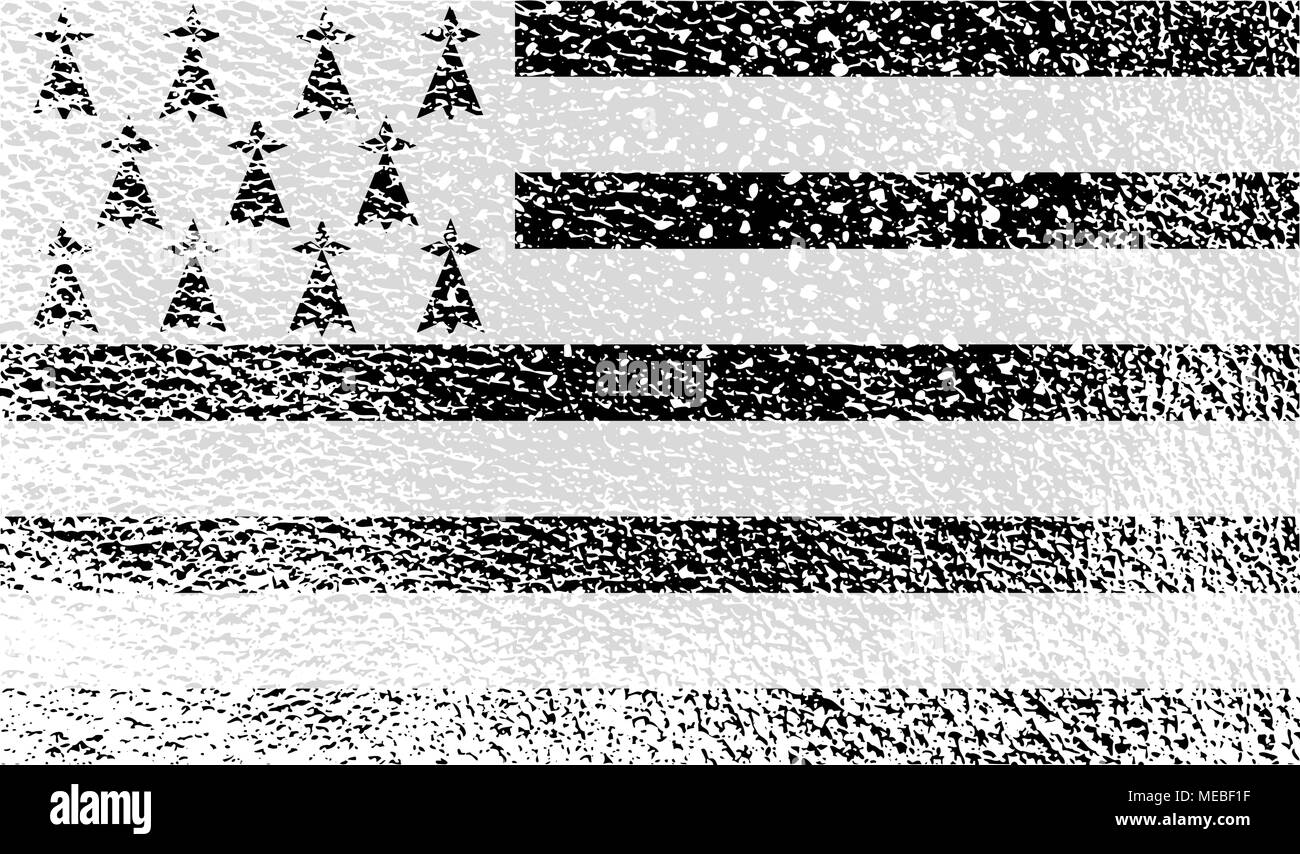 Drapeau de la Bretagne avec de vieux la texture. Vector illustration ...