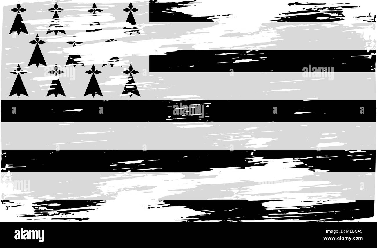 Drapeau de la Bretagne avec de vieux la texture. Vector illustration ...