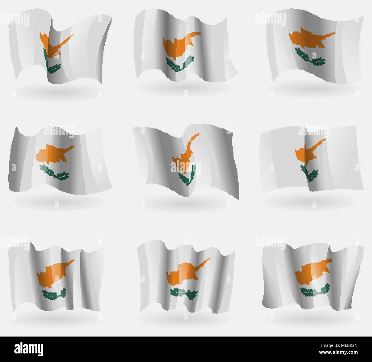 Ensemble de drapeaux de Chypre dans l'air. Vector illustration Image ...