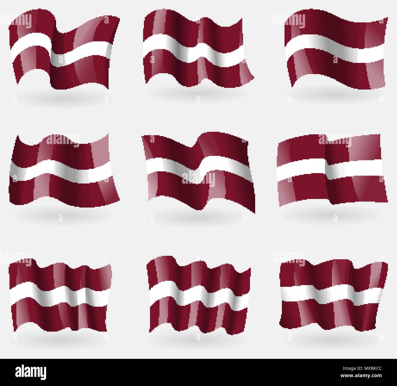 Ensemble de drapeaux de la Lettonie dans l'air. Vector illustration ...