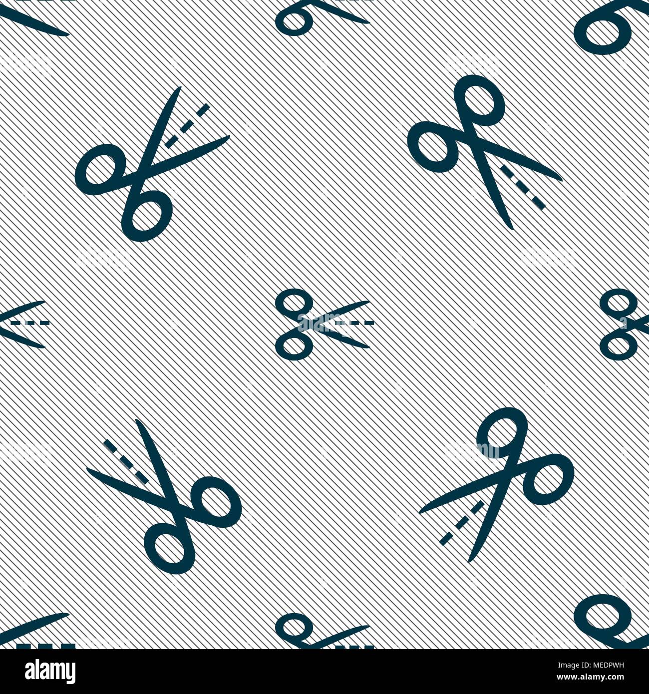 Avec des ciseaux couper dash pointillé signer l'icône. Symbole sur ...