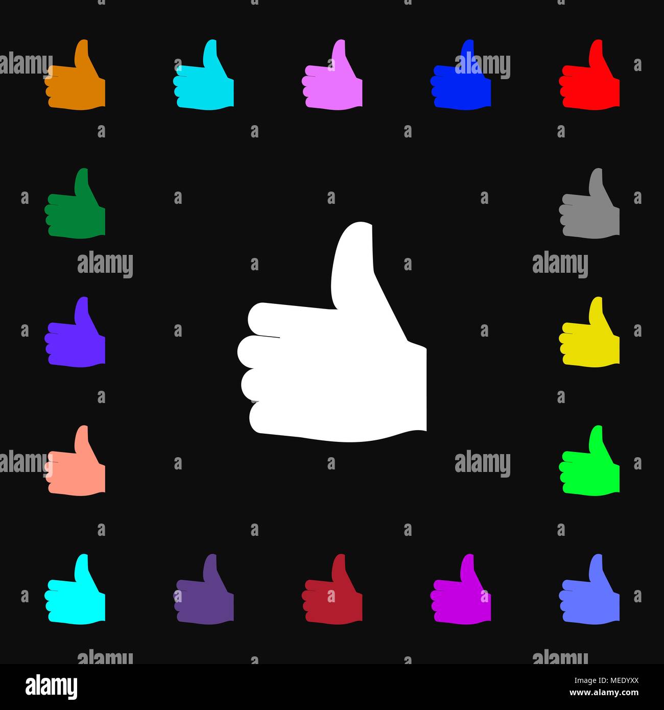 Comme l'icône du pouce, signe. Beaucoup de symboles colorés pour votre ...