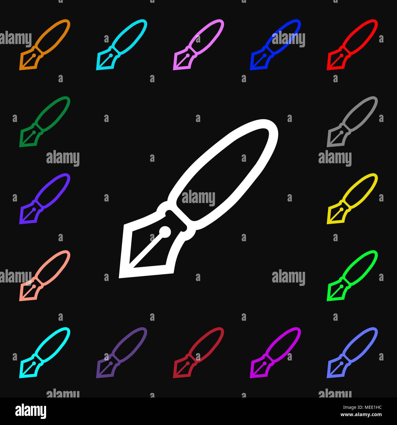 L'icône Stylo signe. Beaucoup de symboles colorés pour votre conception ...