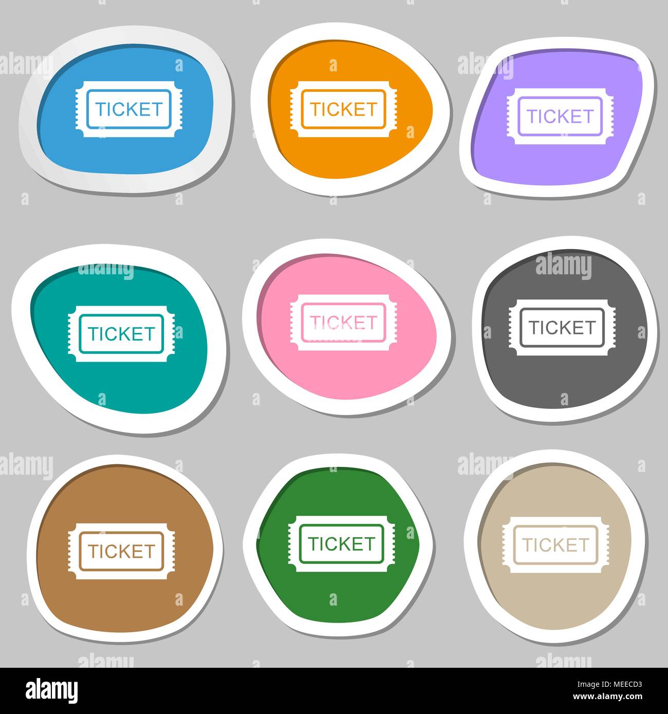 Symboles de ticket. Papier autocollants multicolores. Vector ...