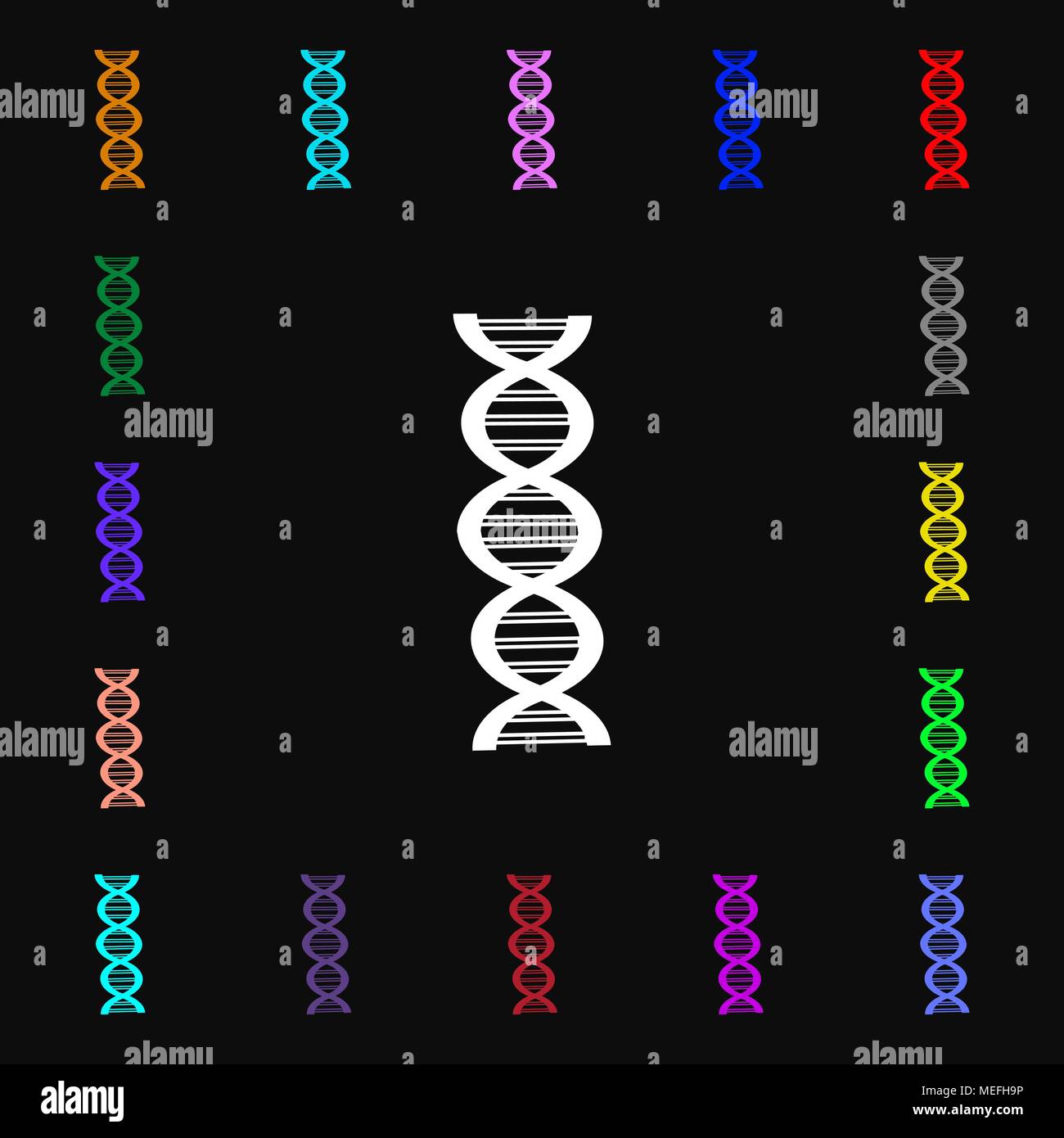 L'icône de l'ADN signe. Beaucoup de symboles colorés pour votre ...