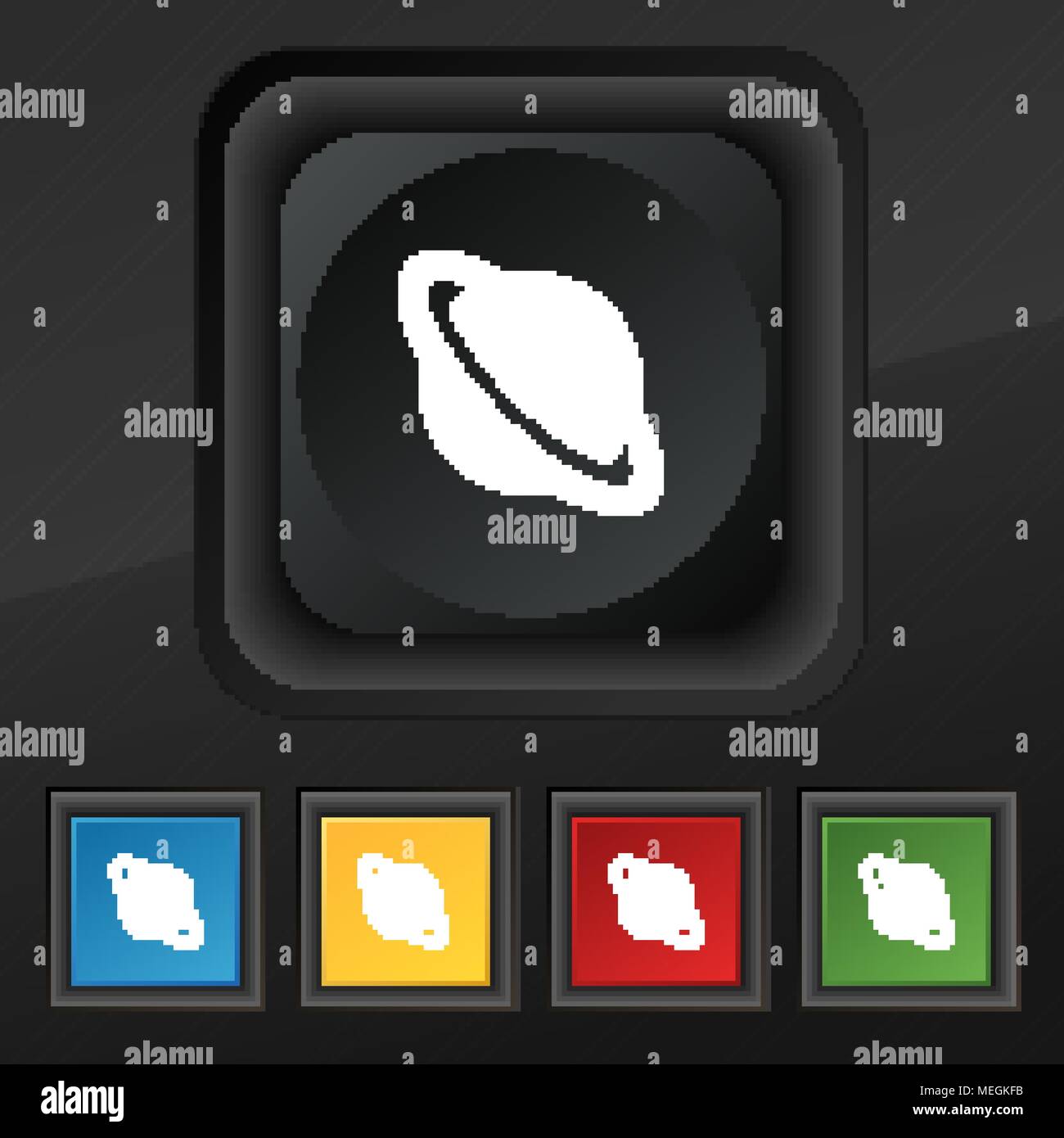 L'icône de la planète Jupiter symbole. Ensemble de cinq boutons coloré ...