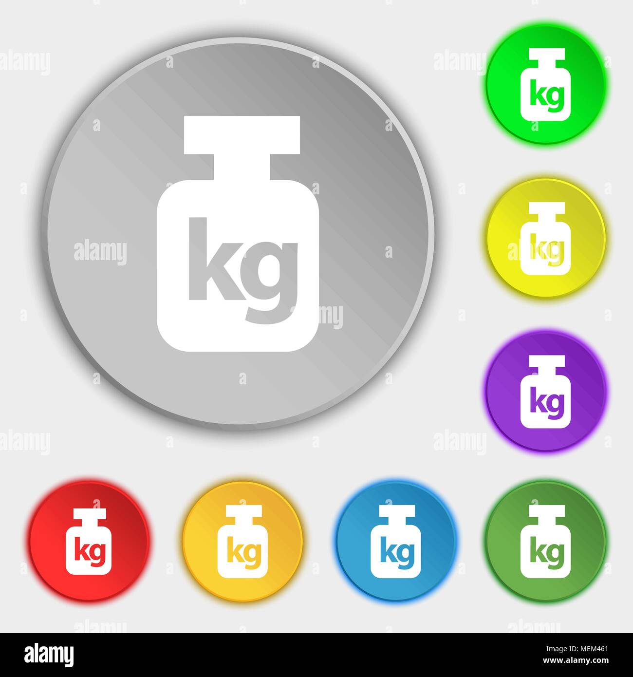 Icône Poids signe. Symbole sur huit boutons plats. Vector illustration ...