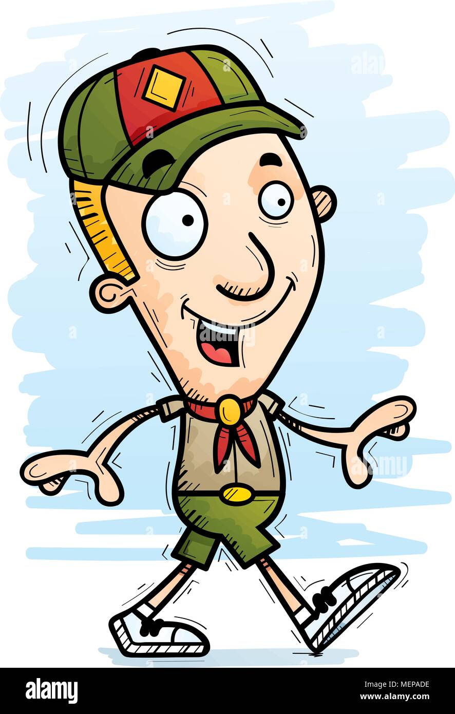 Vector illustration boy scout cartoon Banque d'images vectorielles - Alamy