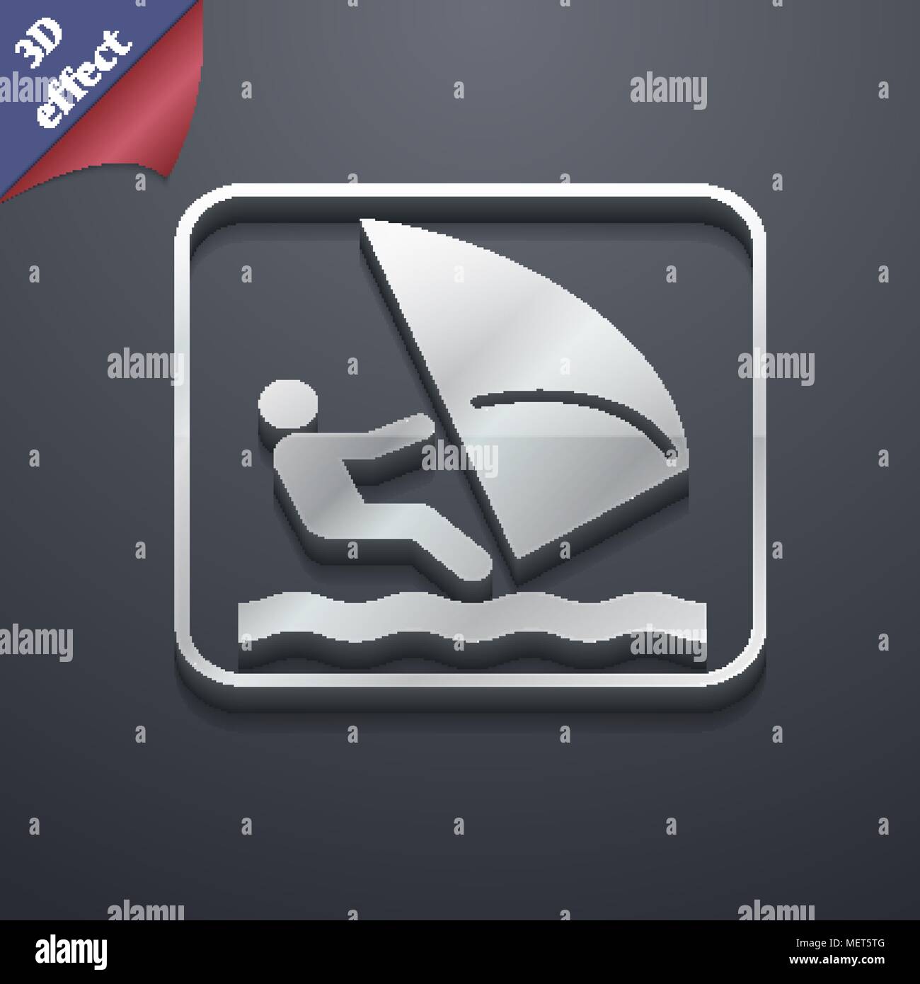 Planche à voile symbole icône. 3D genre. Design moderne et branché ...