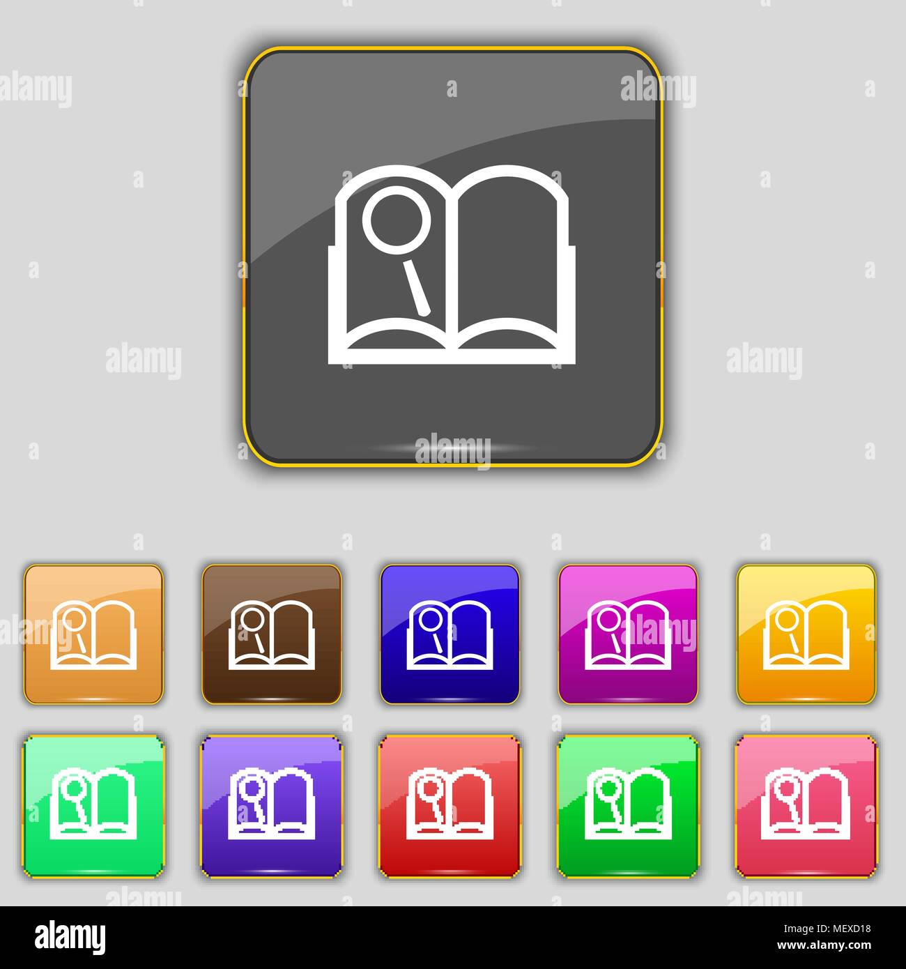 Icône de signe livre. Symbole de livre ouvert. Ensemble de boutons de ...